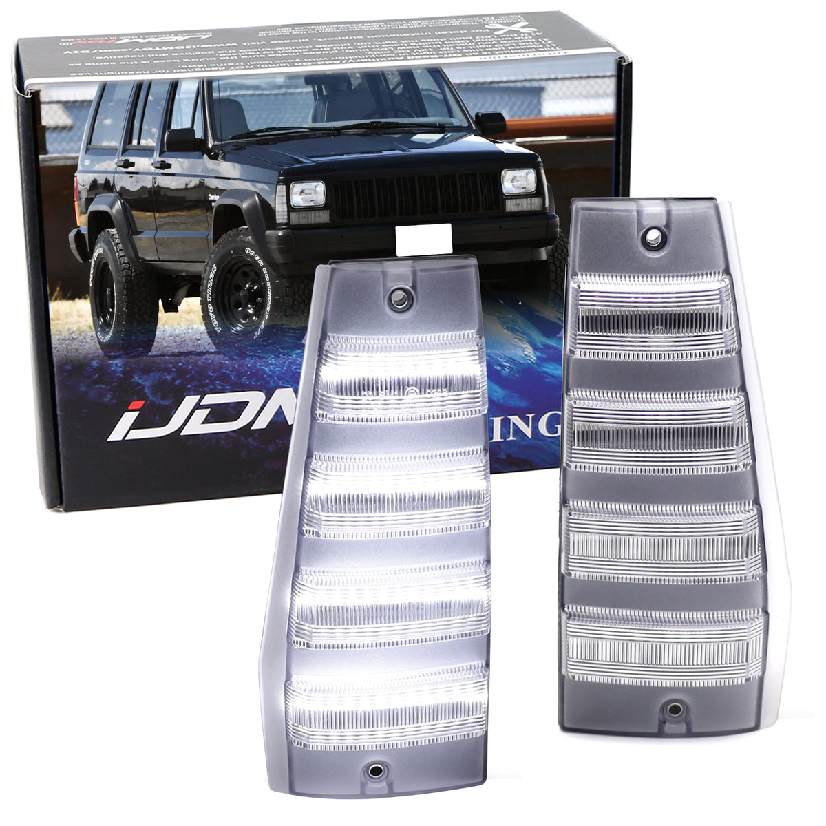 Clear Lens White Full LED Front Vertical Side Markers For Jeep 84-96 C ...