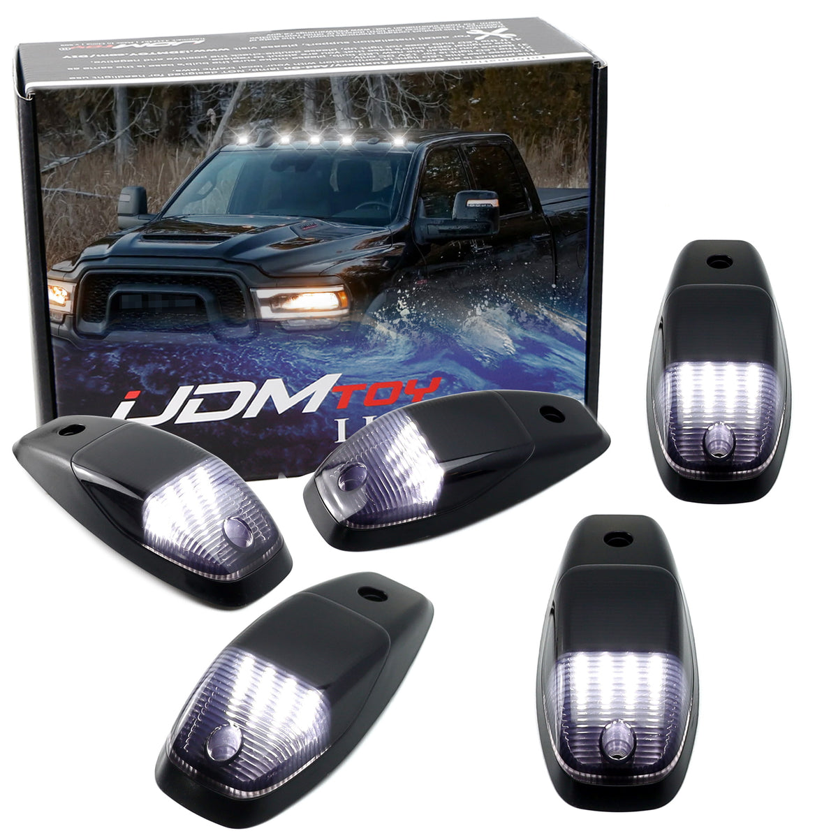 5pc Smoked Lens White Full LED Cab Roof Marker Light Kit For Dodge 201 — iJDMTOY.com