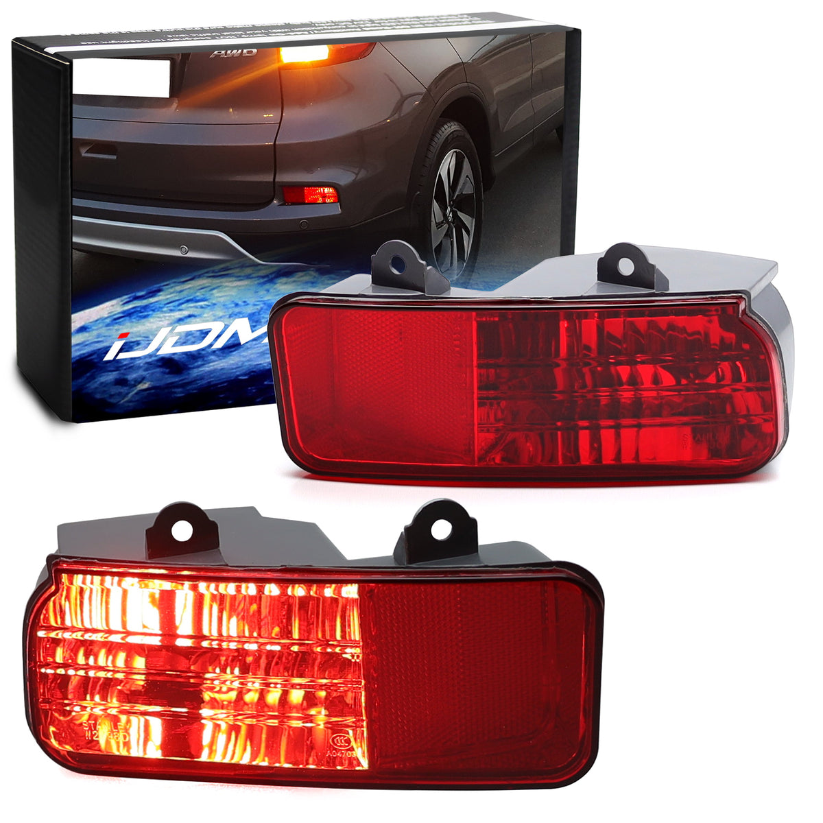 JDM Dual Full LED Rear Bumper Reflector Rear Fog Light Kit For Honda 2 ...