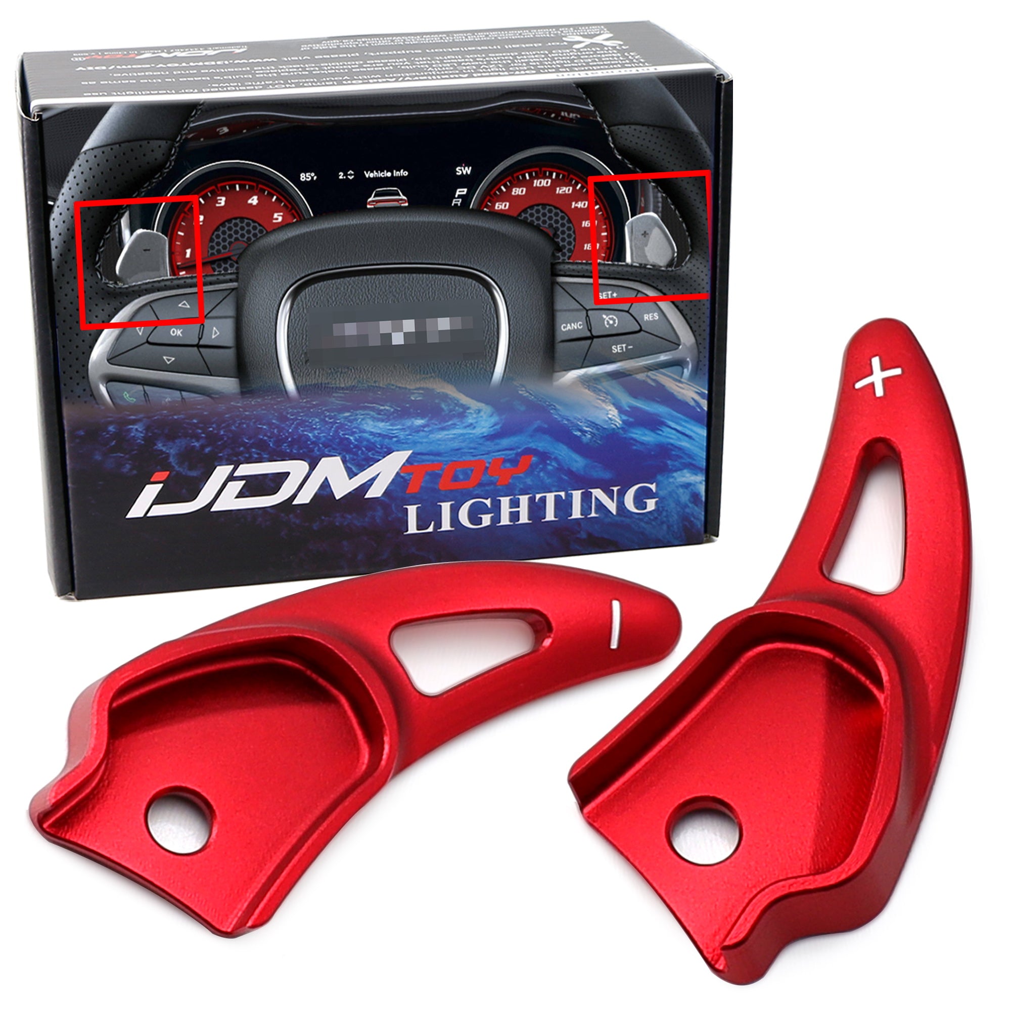 Red Larger Aluminum Paddle Shifters For Challenger Charger Durango SRT ...