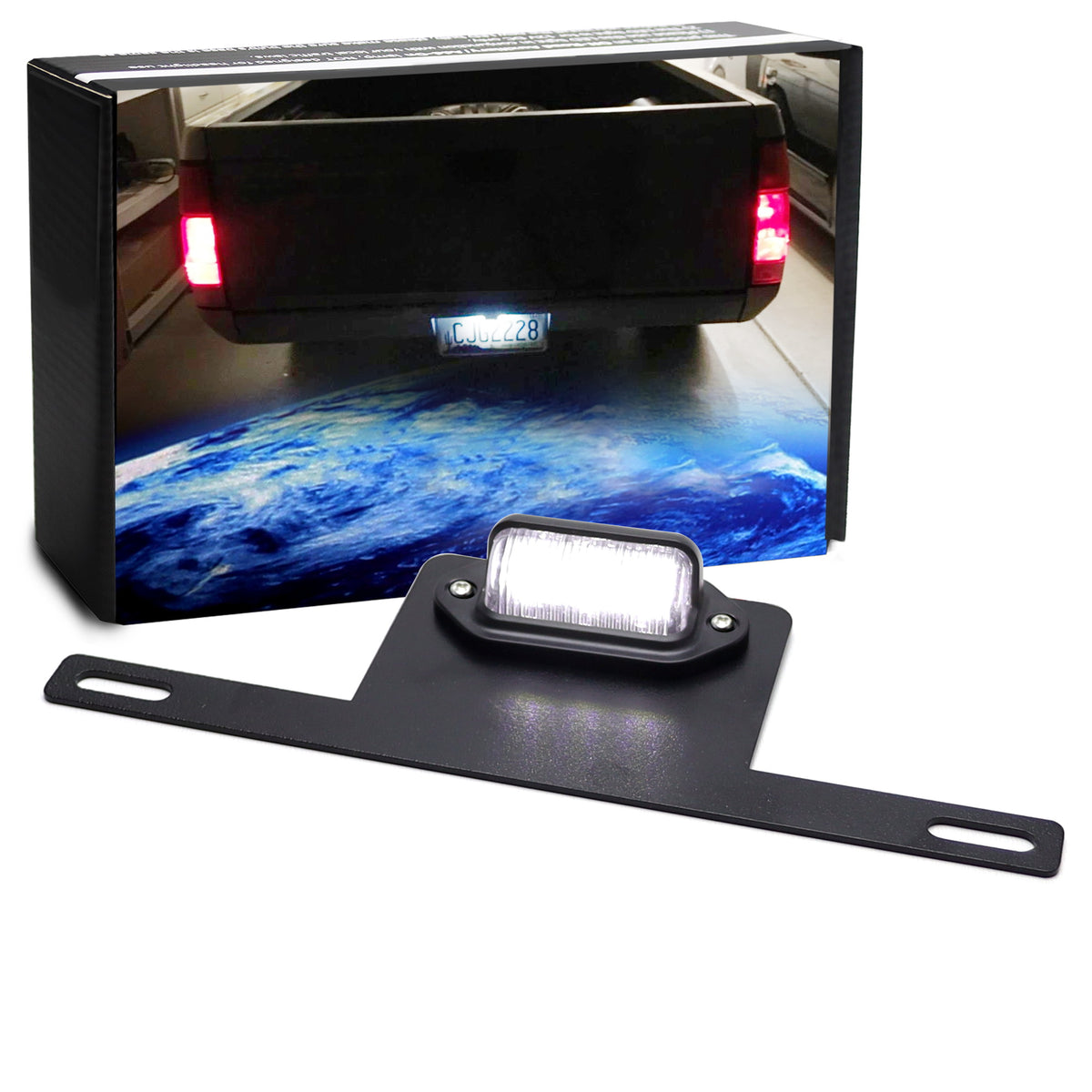 Steel License Plate Backet Holder w/ White LED Tag Light For Truck RV ...