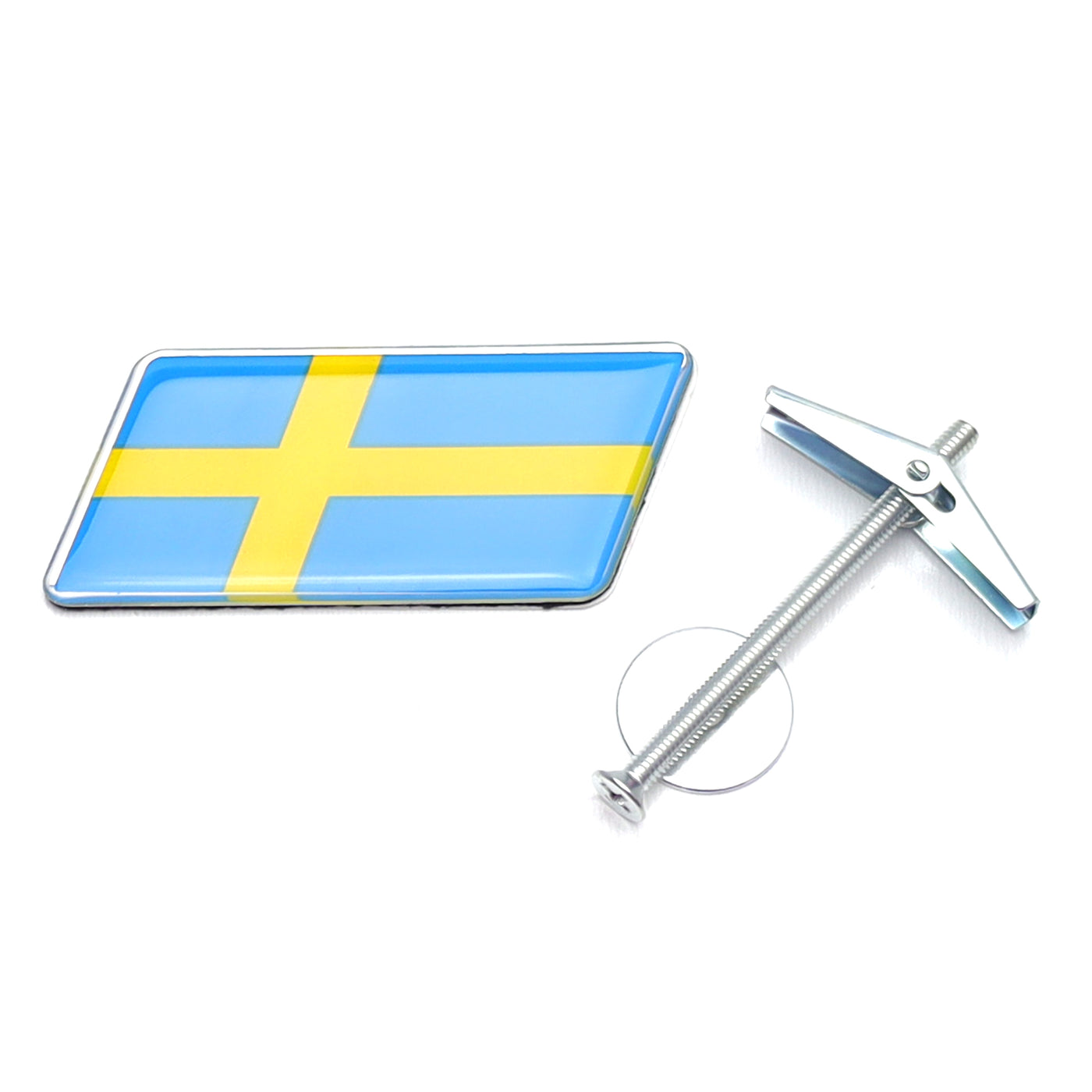 Sweden Flag Emblem Badge w/Grille Mesh Mount Toggle Bolt Anchor For Vo ...