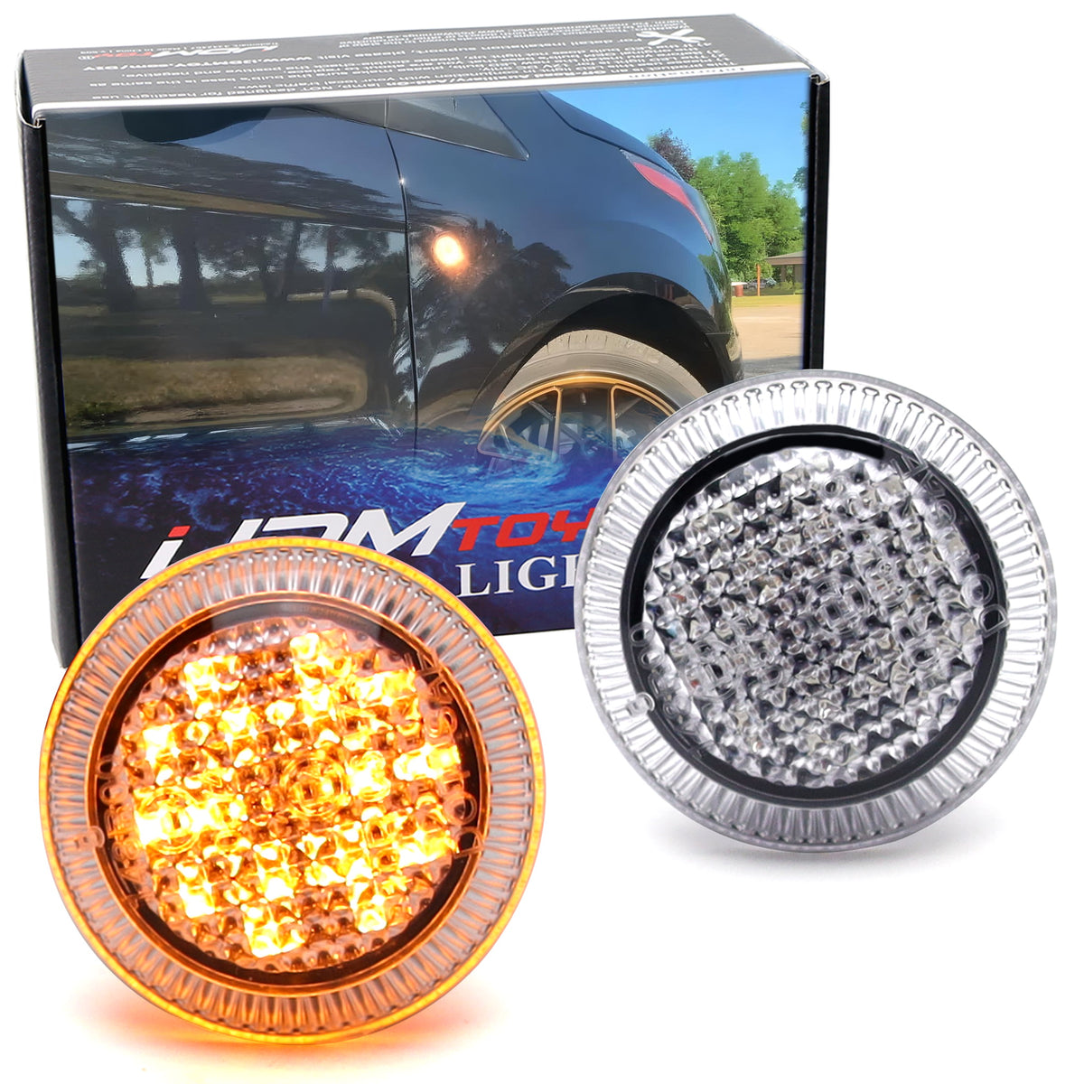Clear Lens Round Shape Amber Full LED Side Markers For Ford Transit Co ...