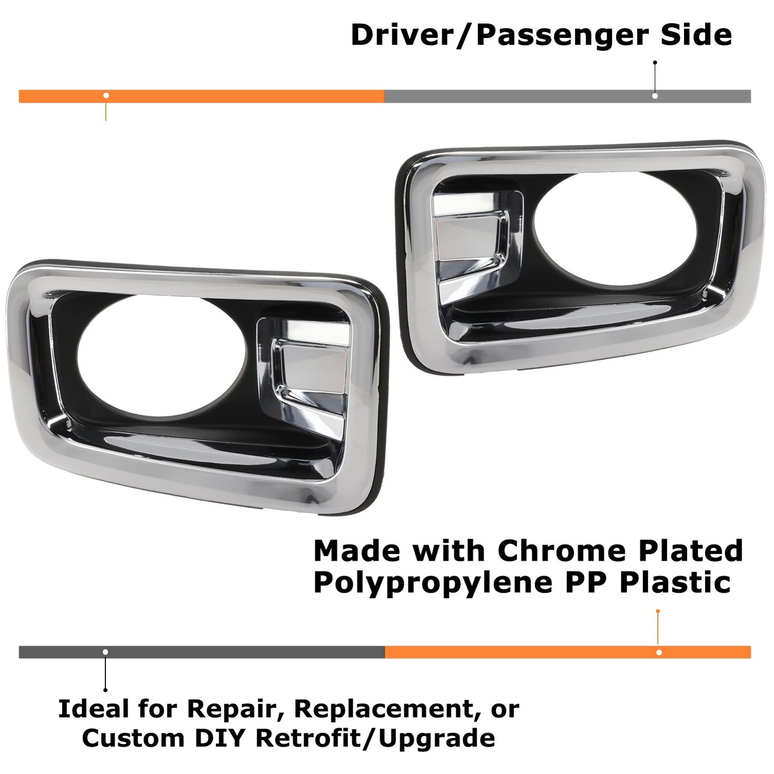 Driver/Passenger Side Chrome Trim OE-Spec Fog Lamp Bezels For Nissan 1 ...