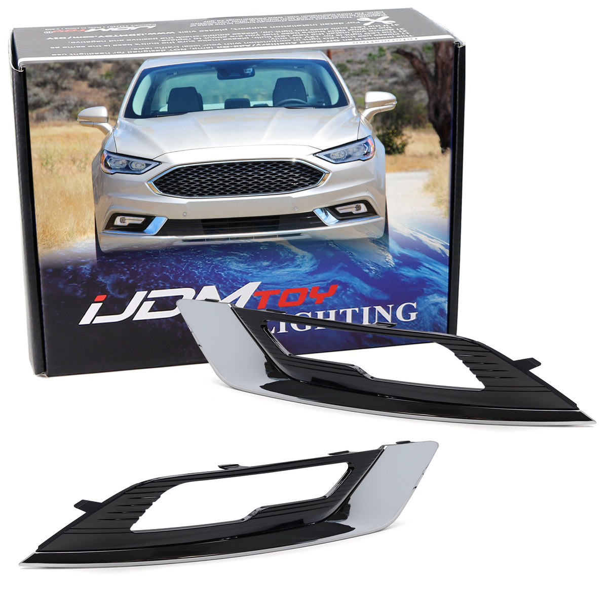 Left & Right Hand Side OEM-Spec Fog Lamp Bezels For Ford 2017-2018 Fus ...