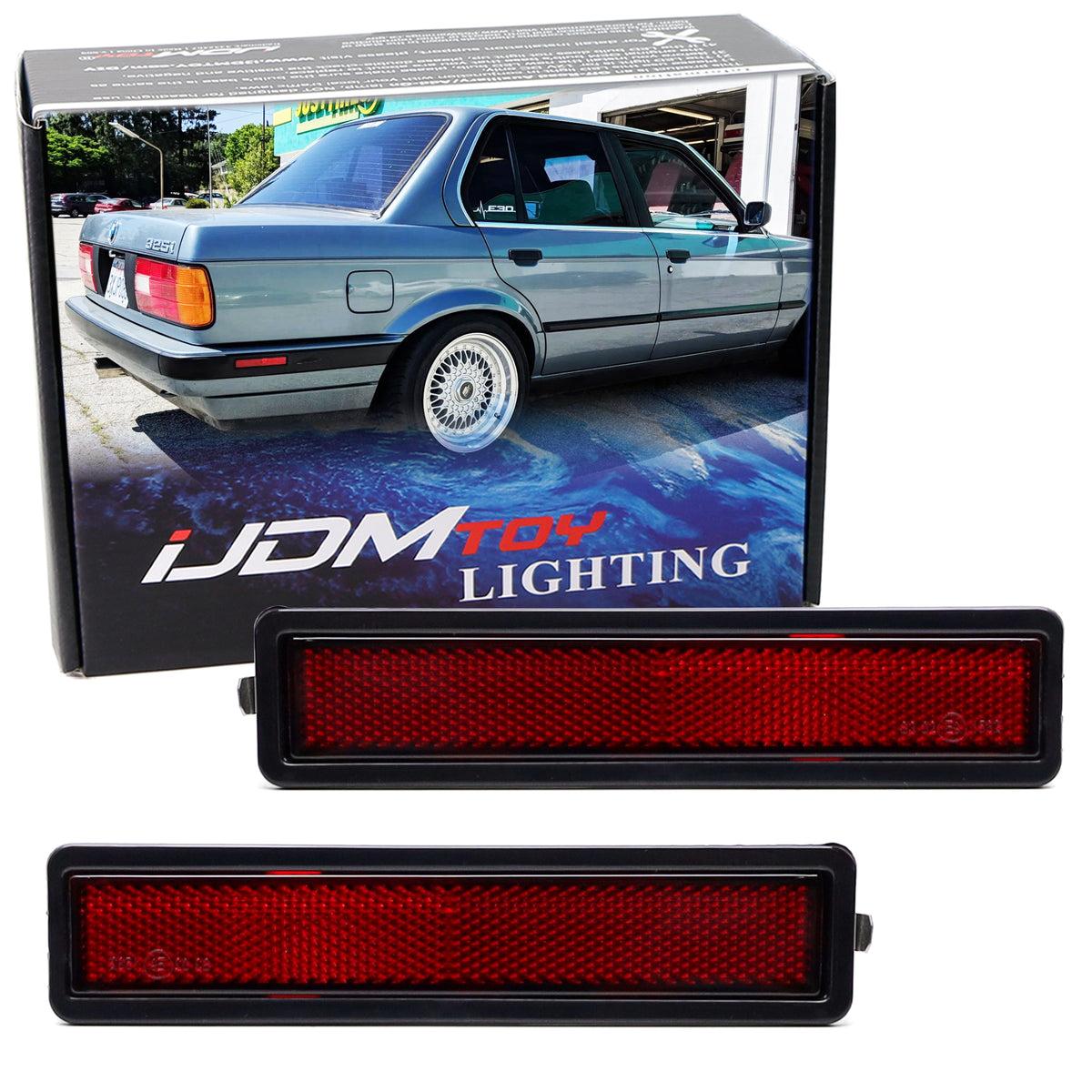 OE-Spec Red Lens Bumper Side Marker Lamp Housings For BMW E30 E34 3 5 ...