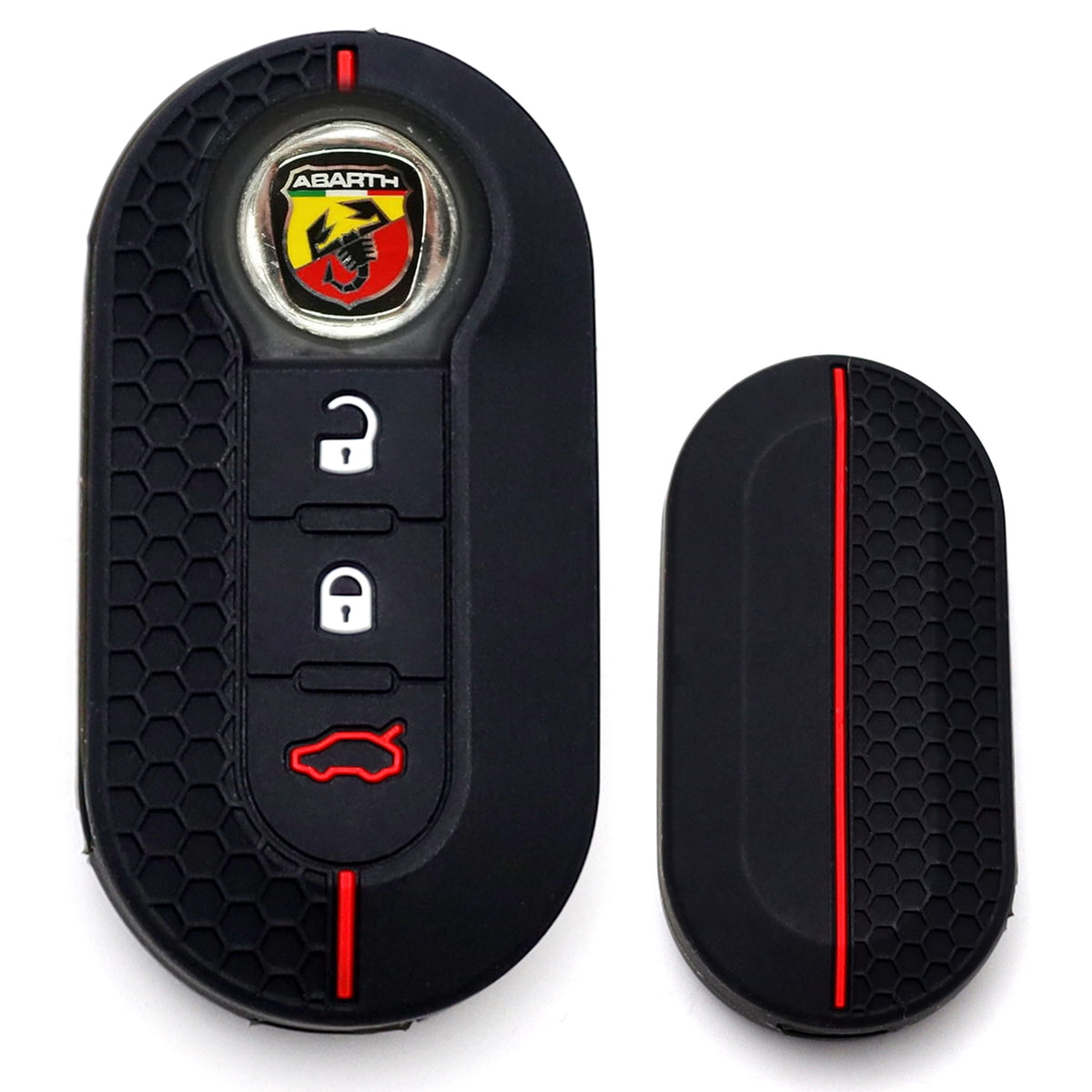 Black Honeycomb Pattern Silicone Key Fob Cover For Fiat 500 Abarth Fol ...