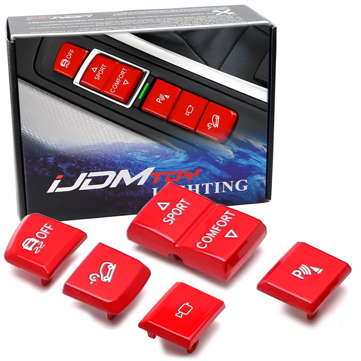 5pc M-Sport Red Center Console Button Cap Replacement Set For BMW F15 ...