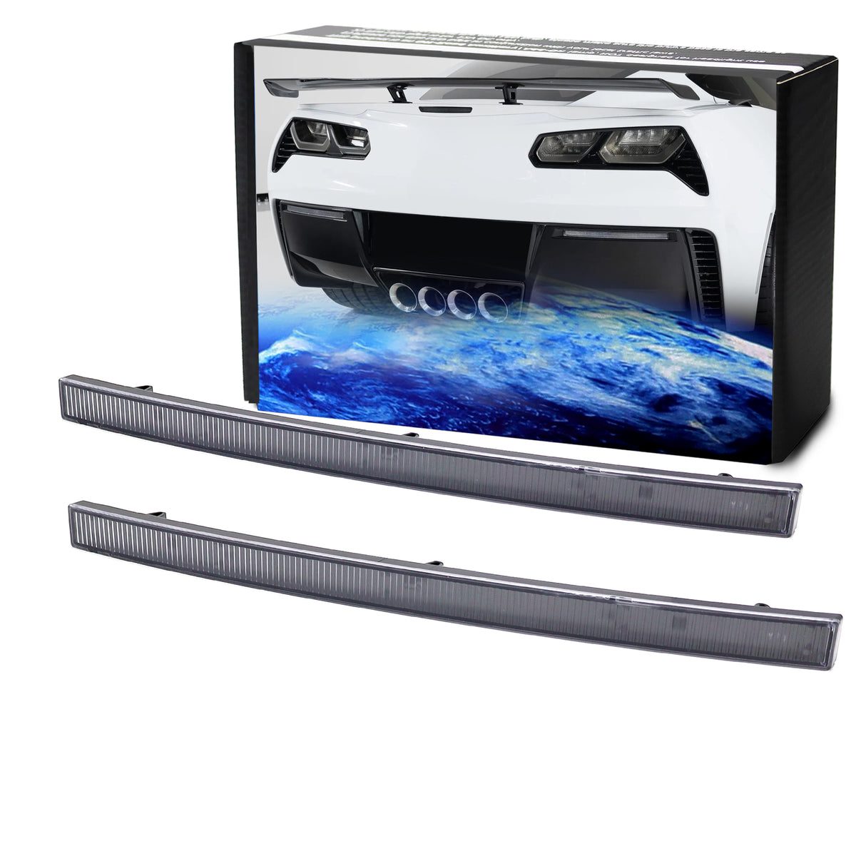 Clear Lens w/ Black Inside Rear Bumper Reflectors For Chevy C7 Corvett ...