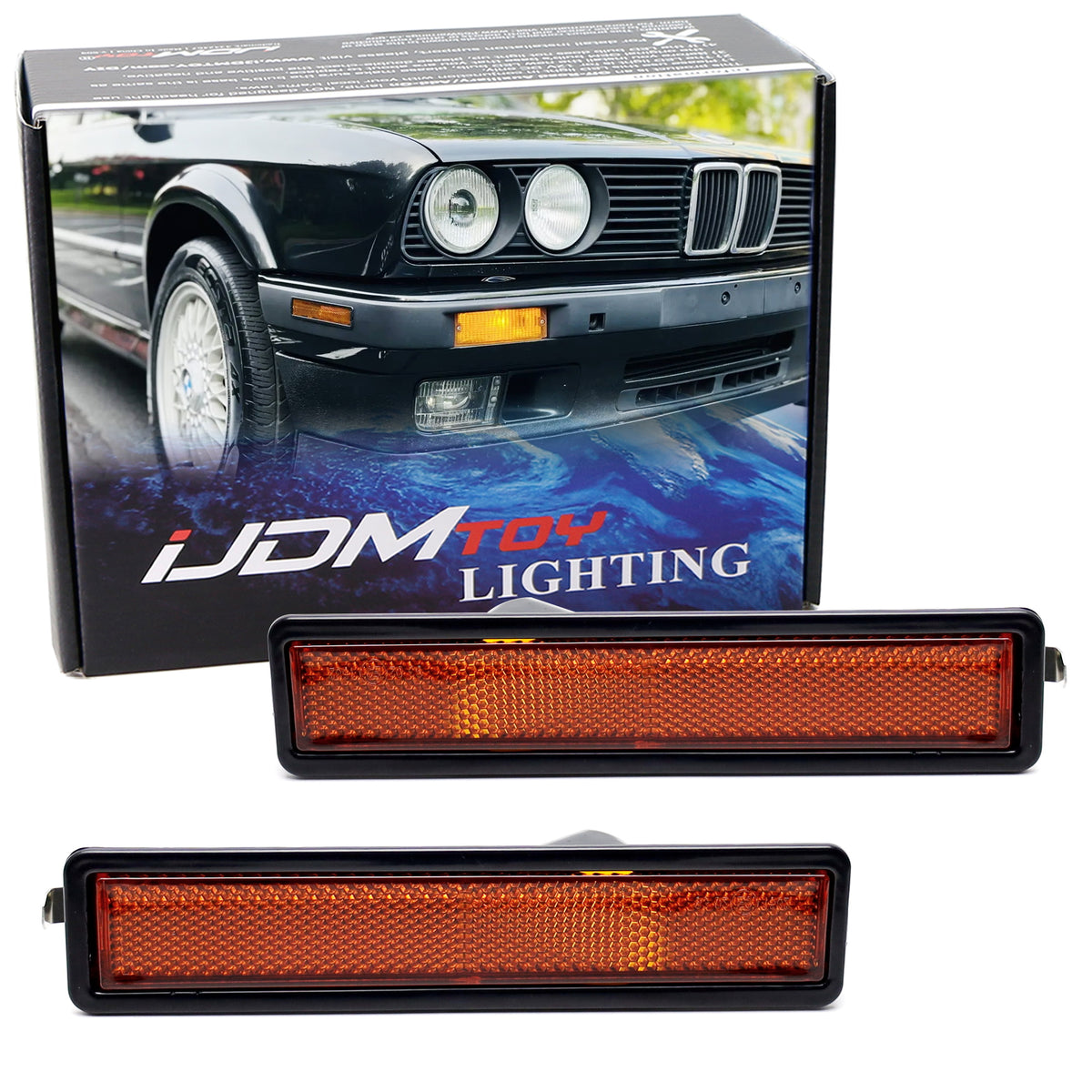 OE-Spec Amber Lens Bumper Side Marker Lamp Housings For BMW E30 3 E34 ...