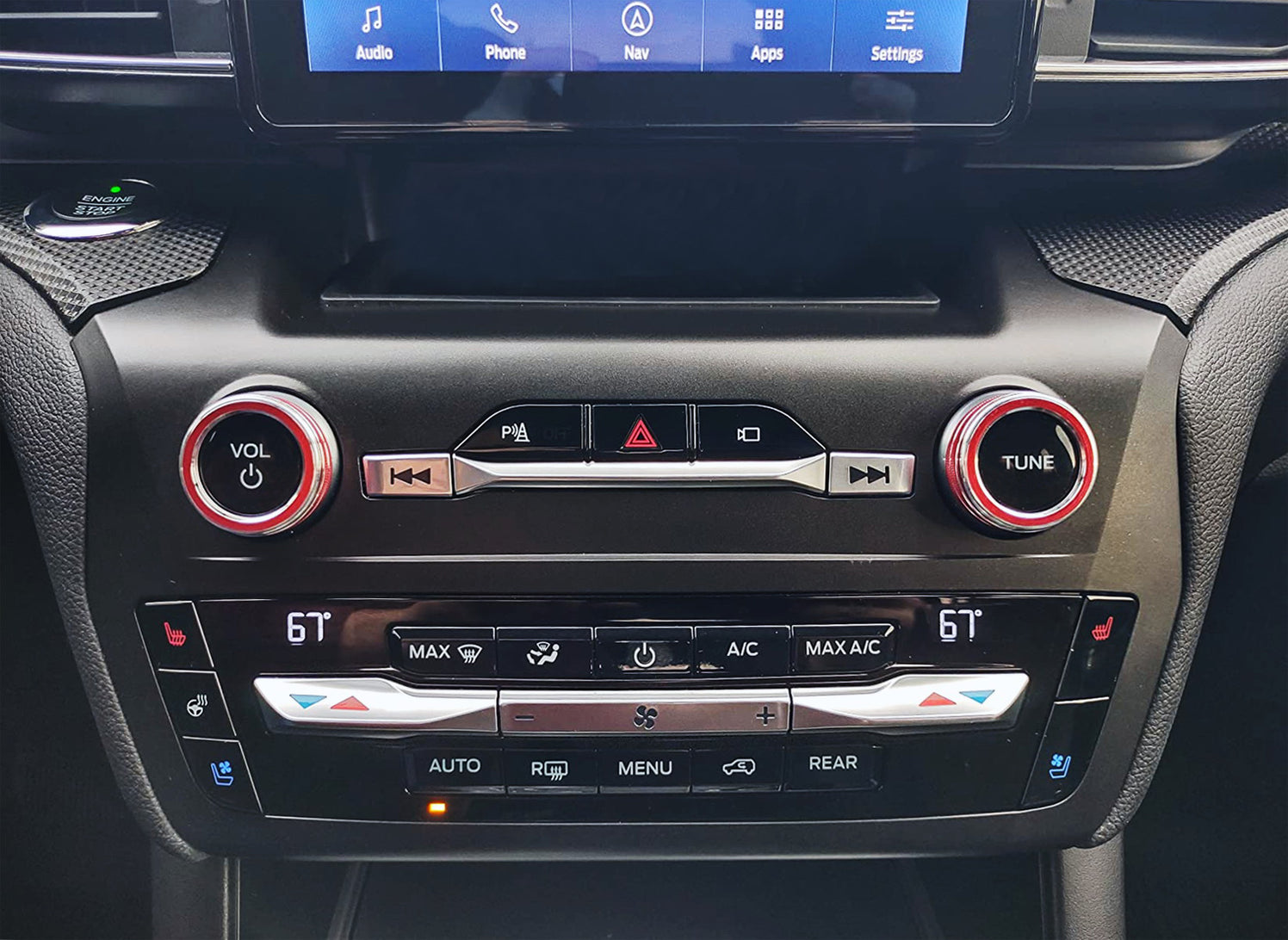 Red Center Dash Stereo Radio Vol Tune Switch Knob Cover For Ford 20-24 ...