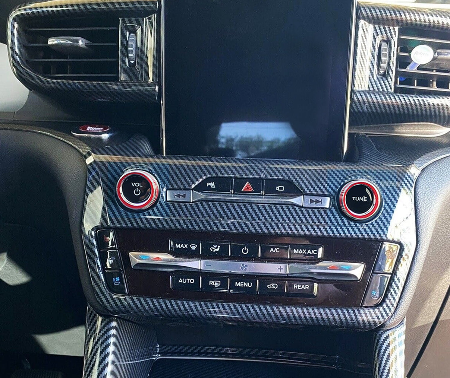 Red Center Dash Stereo Radio Vol Tune Switch Knob Cover For Ford 20-24 ...