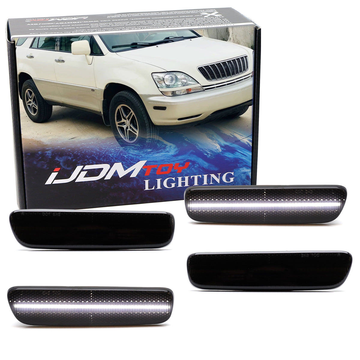 Smoked Lens All White Full LED Front/Rear Side Markers For Lexus 1999 ...