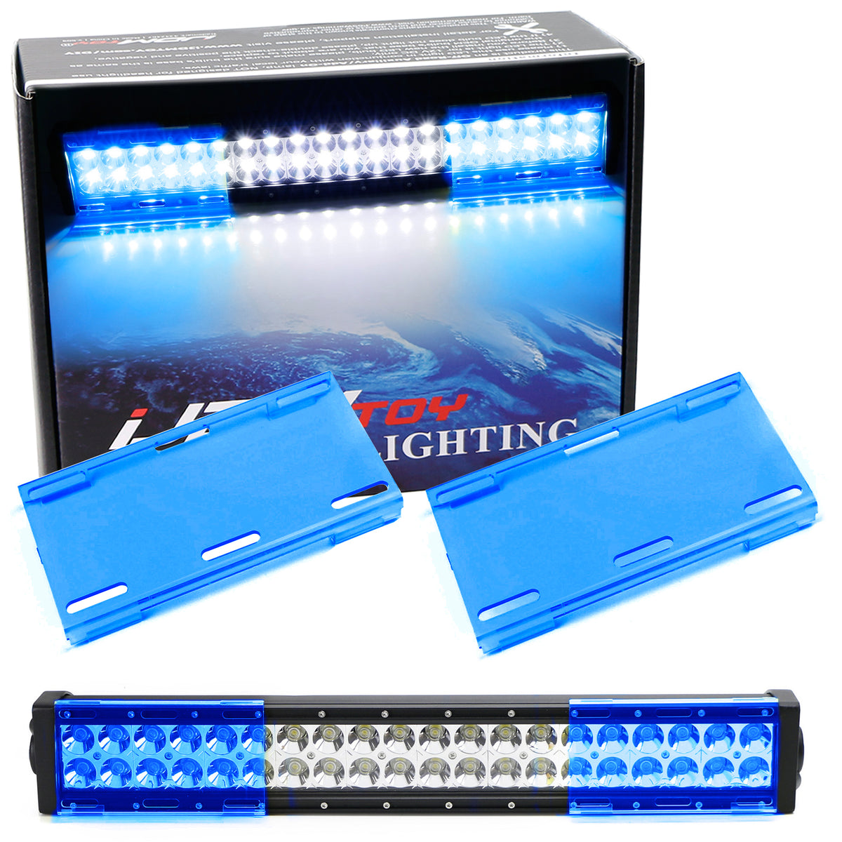 2pc 6-Inch Blue Tinted Colored Double-Row LED Light Bar Lens Protectiv ...
