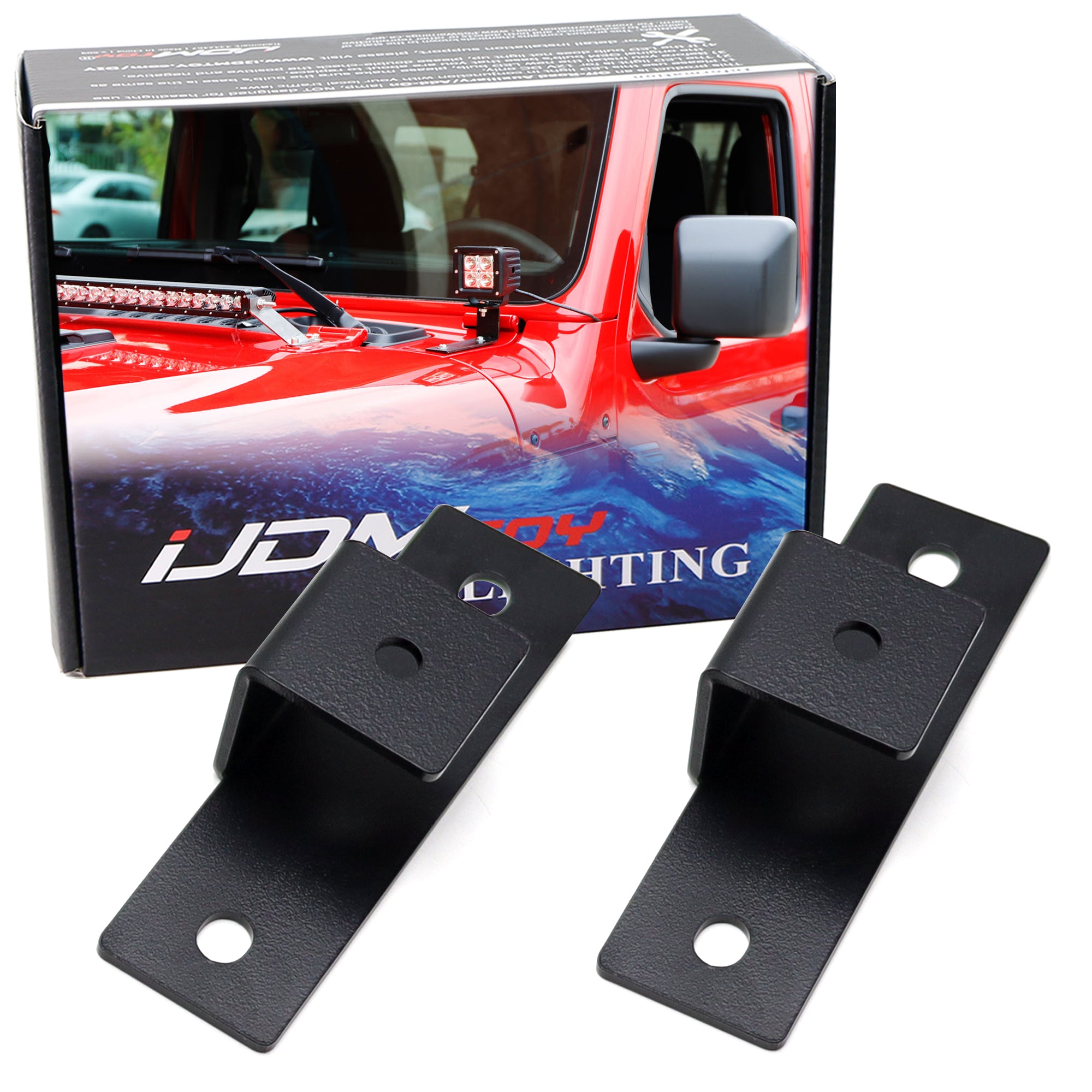 Front Hood Mount A-Pillar LED Ditch Light Bracket For Wrangler JL, Gla ...