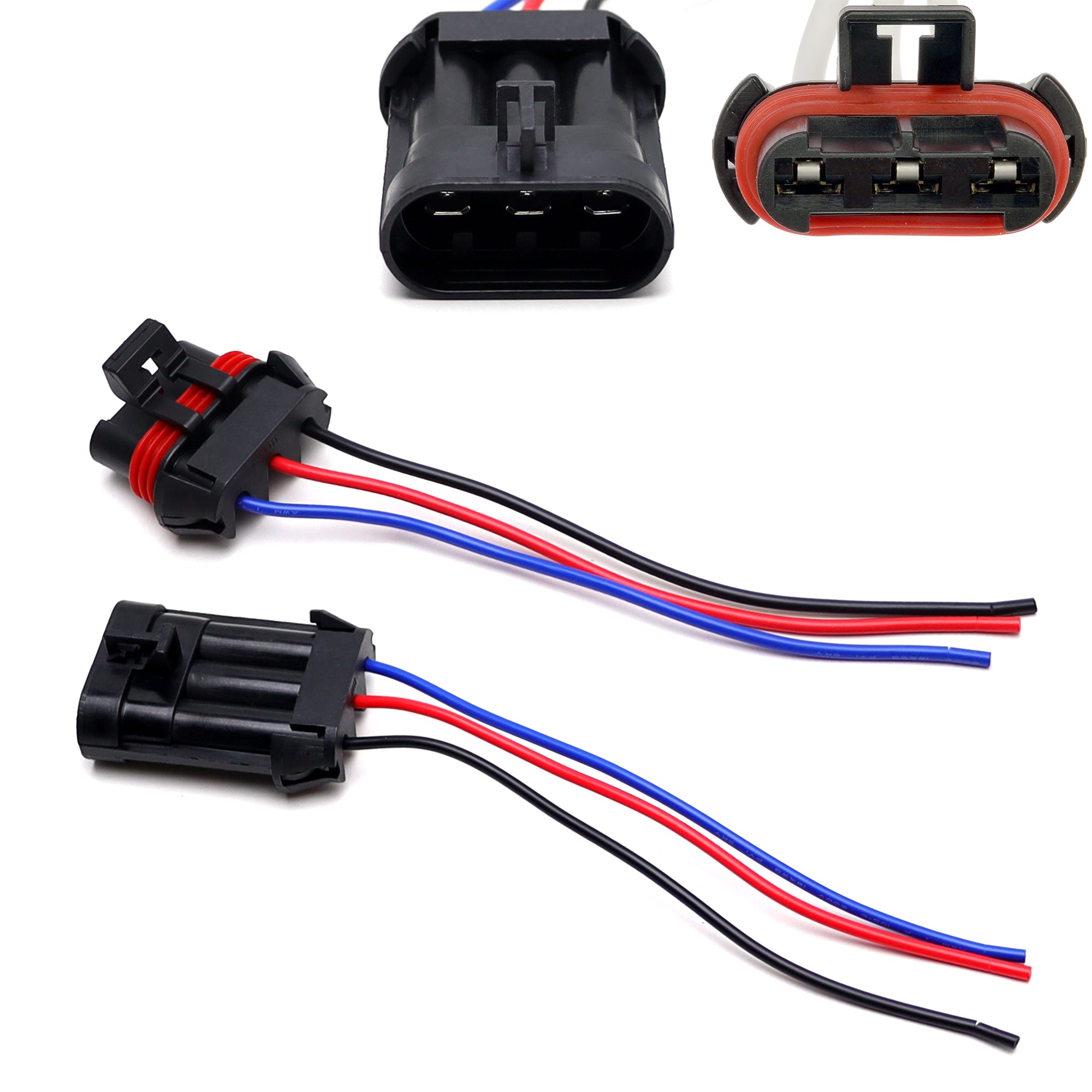3-Pin Male/Female Connectors w/ 6" Wiring For Chevy C6 Corvette Coolin ...