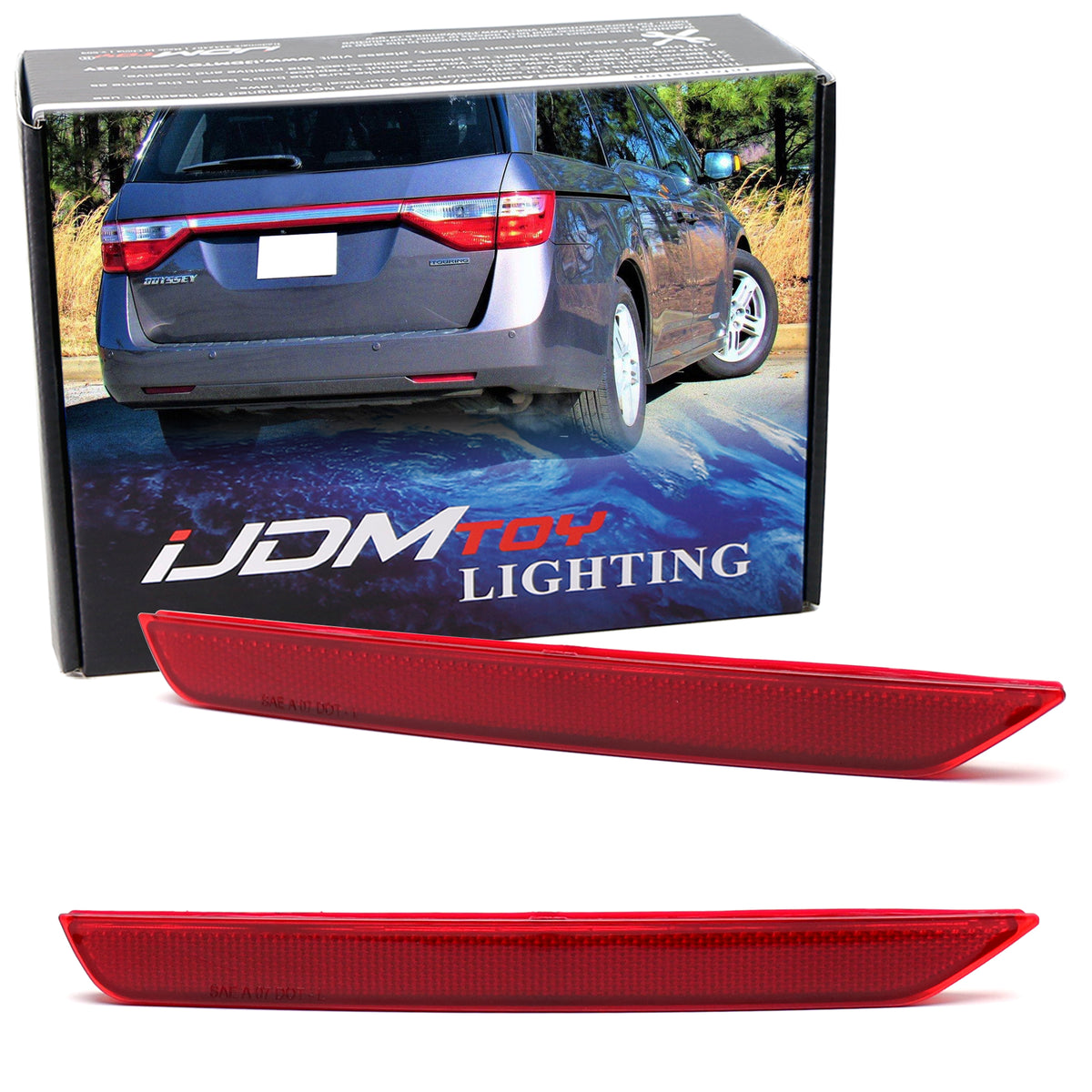 OE-Spec Red Lens Rear Bumper Reflector Replacements For Honda 2011-201 ...