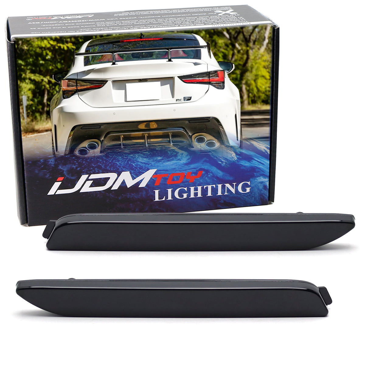 OE-Spec Smoke Lens Rear Bumper Reflectors For Lexus IS RC NX, Toyota R ...