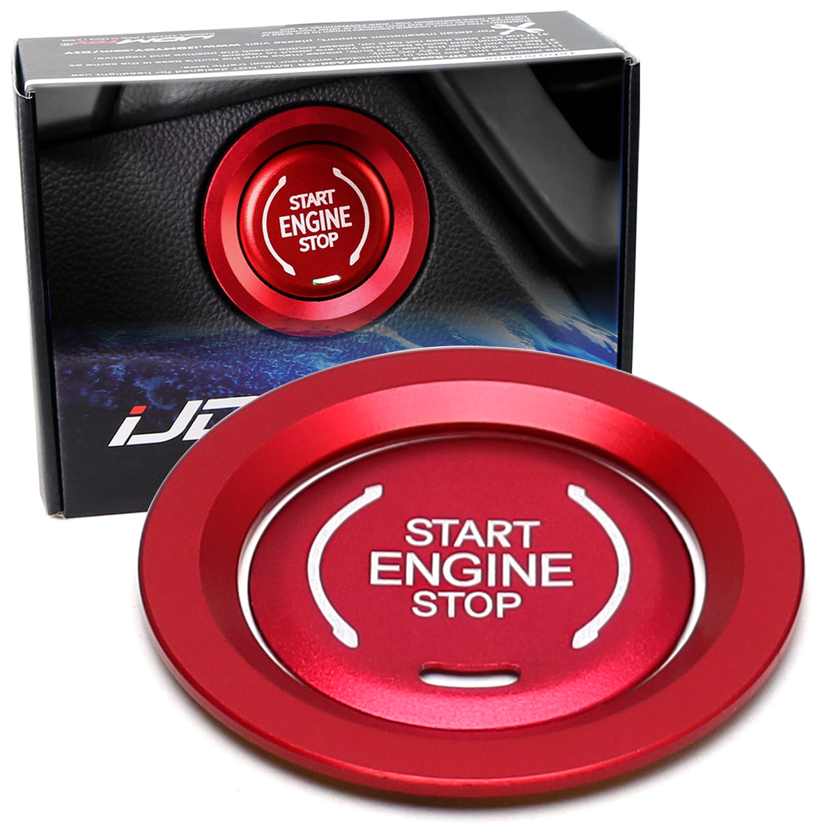 Sports Red Engine Push Start Cover w/ Ring Trim For 2019-up Chevy Cadi ...