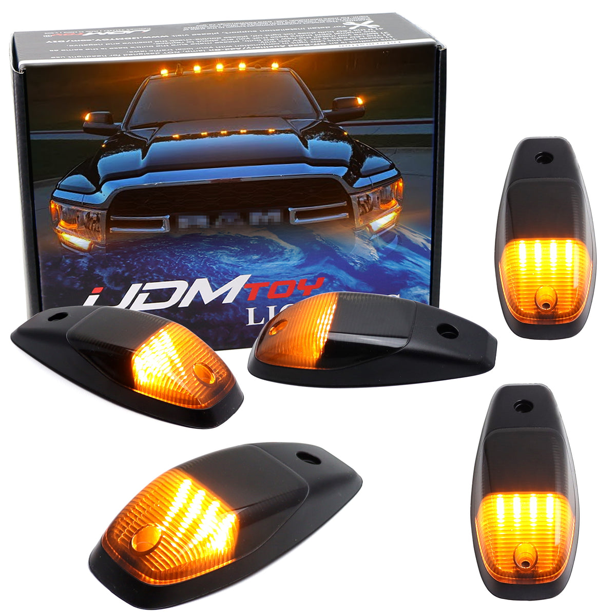 5pc Smoked Lens Amber Full LED Cab Roof Marker Light Kit For Dodge 201 ...