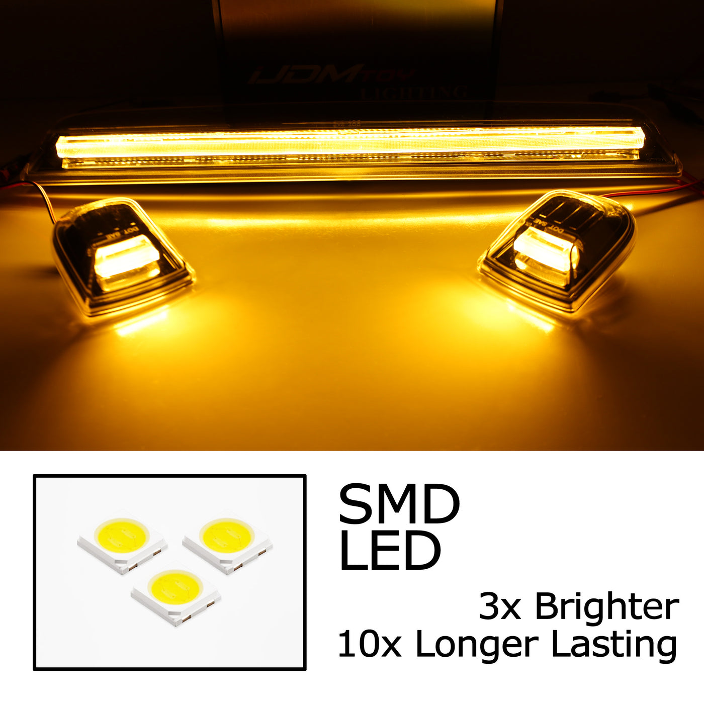 Black-Out Amber Full Strip 3D LED Cab Roof Light Kit For 20+ Silverado ...