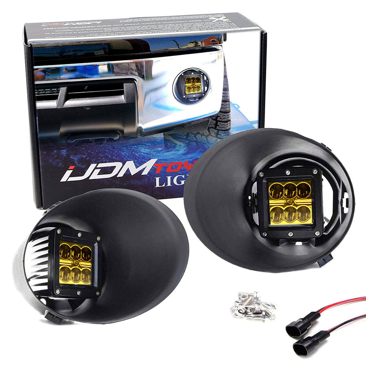 Yellow Lighting 24W 3" LED Pod Fog Light Kit w/ Bezels For 2007-13 Toy ...