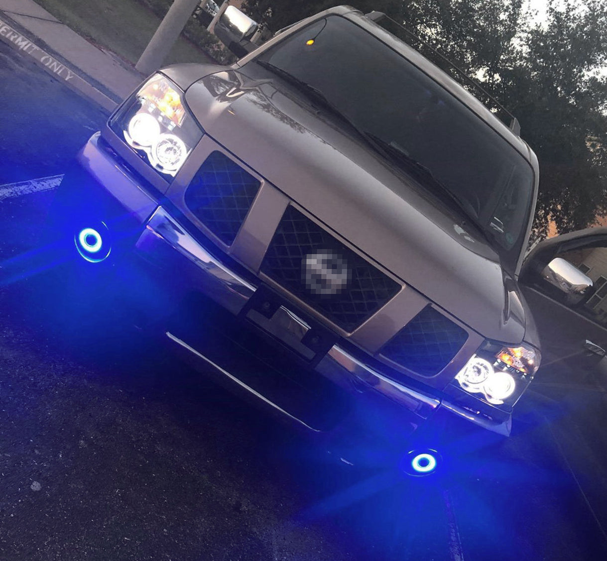 Pair 75mm Ultra Blue LED Headlamp/Fog Retrofit Decoration Halo Ring Li ...