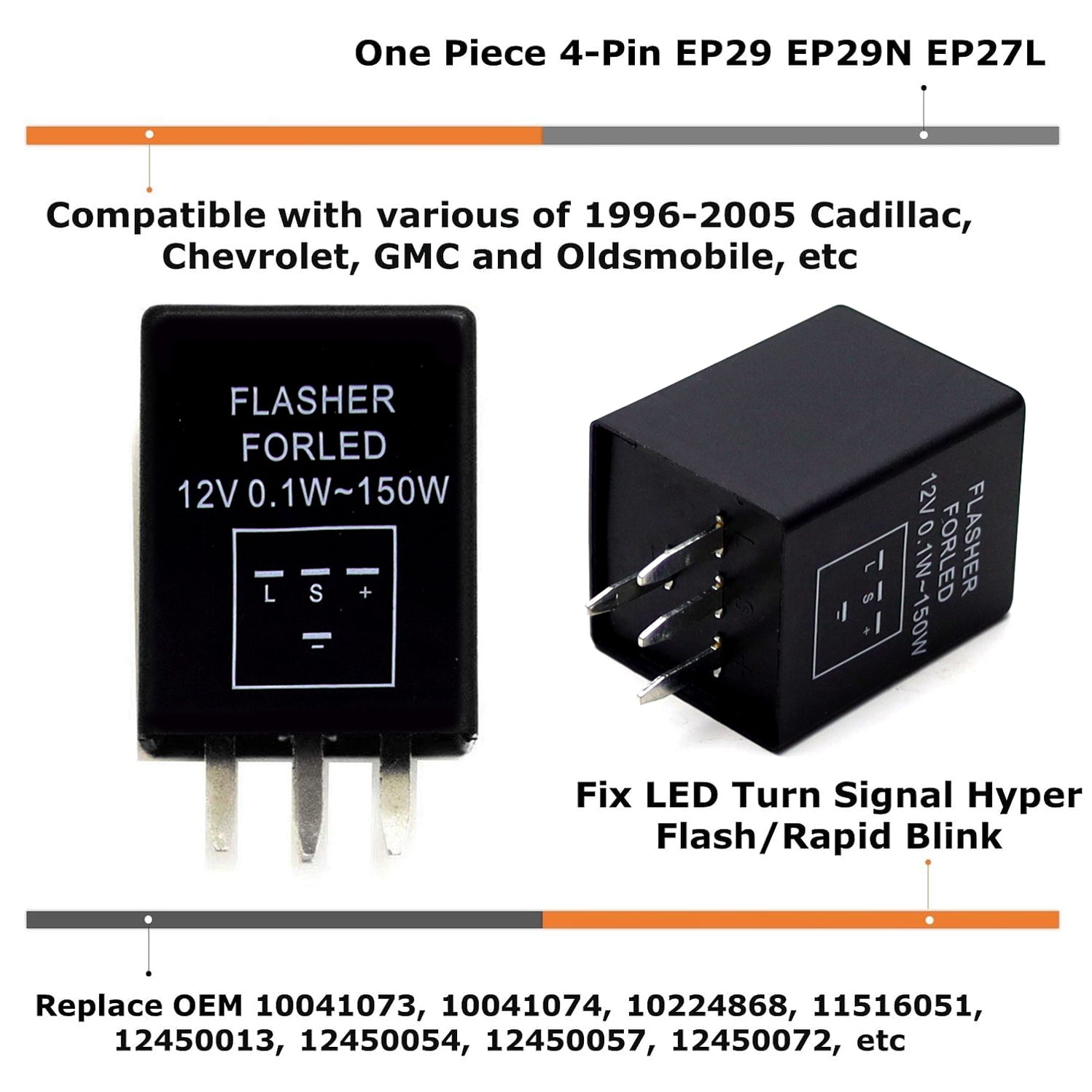 4-Pin EP29 EP29N LED Flasher Relay Fix For LED Turn Signal Lamps Hyper ...