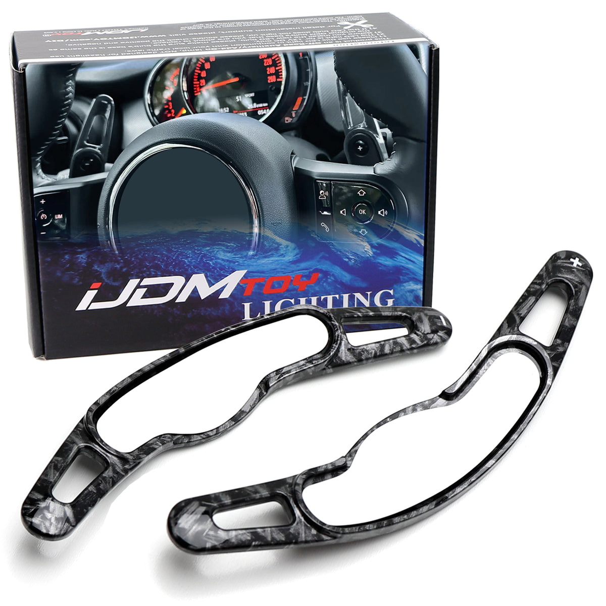 "Forged Carbon" Large Steering Wheel Paddle Shifters For MINI Cooper F ...