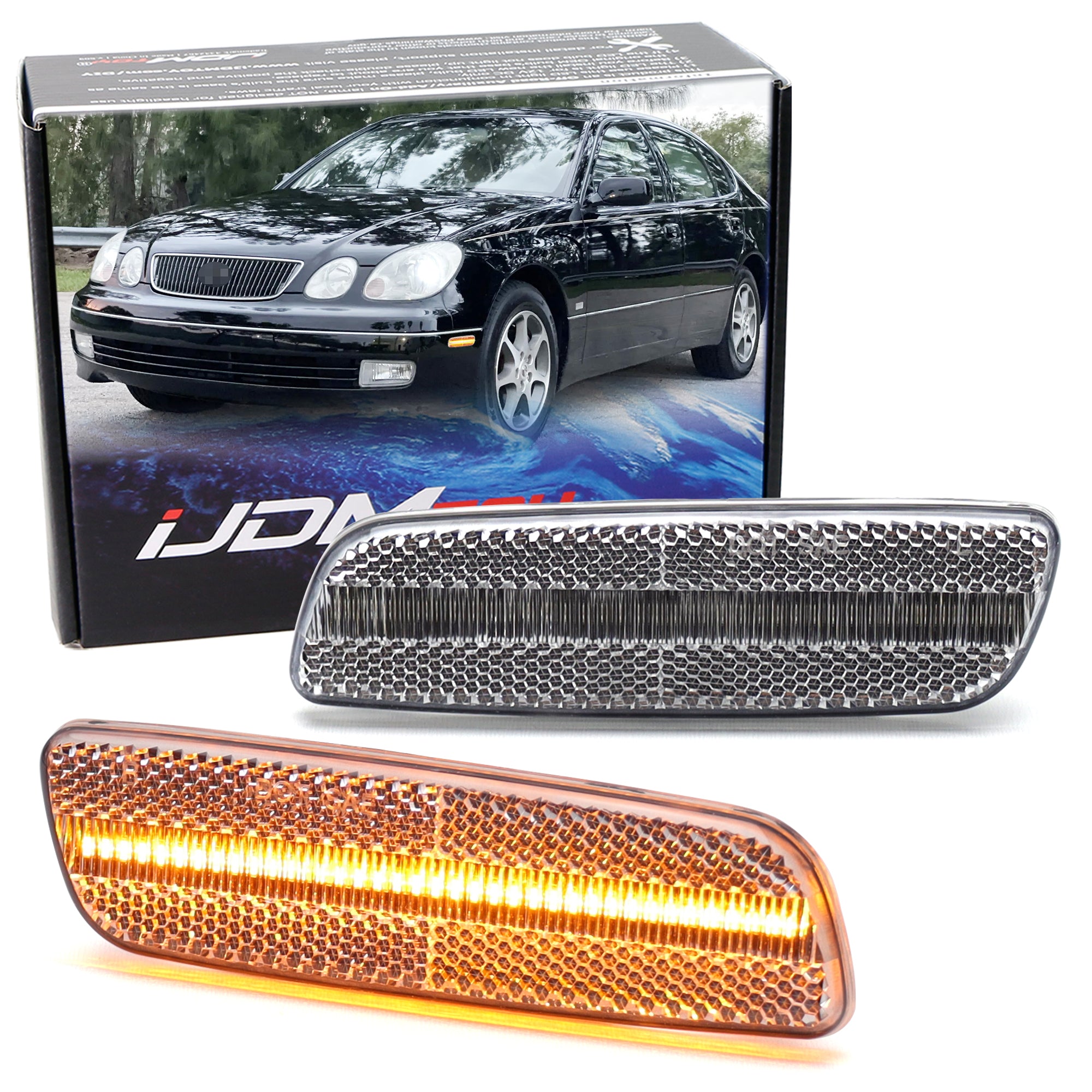 Clear Lens Amber Full LED Side Markers For 1998-05 Lexus GS300 IS300 L ...