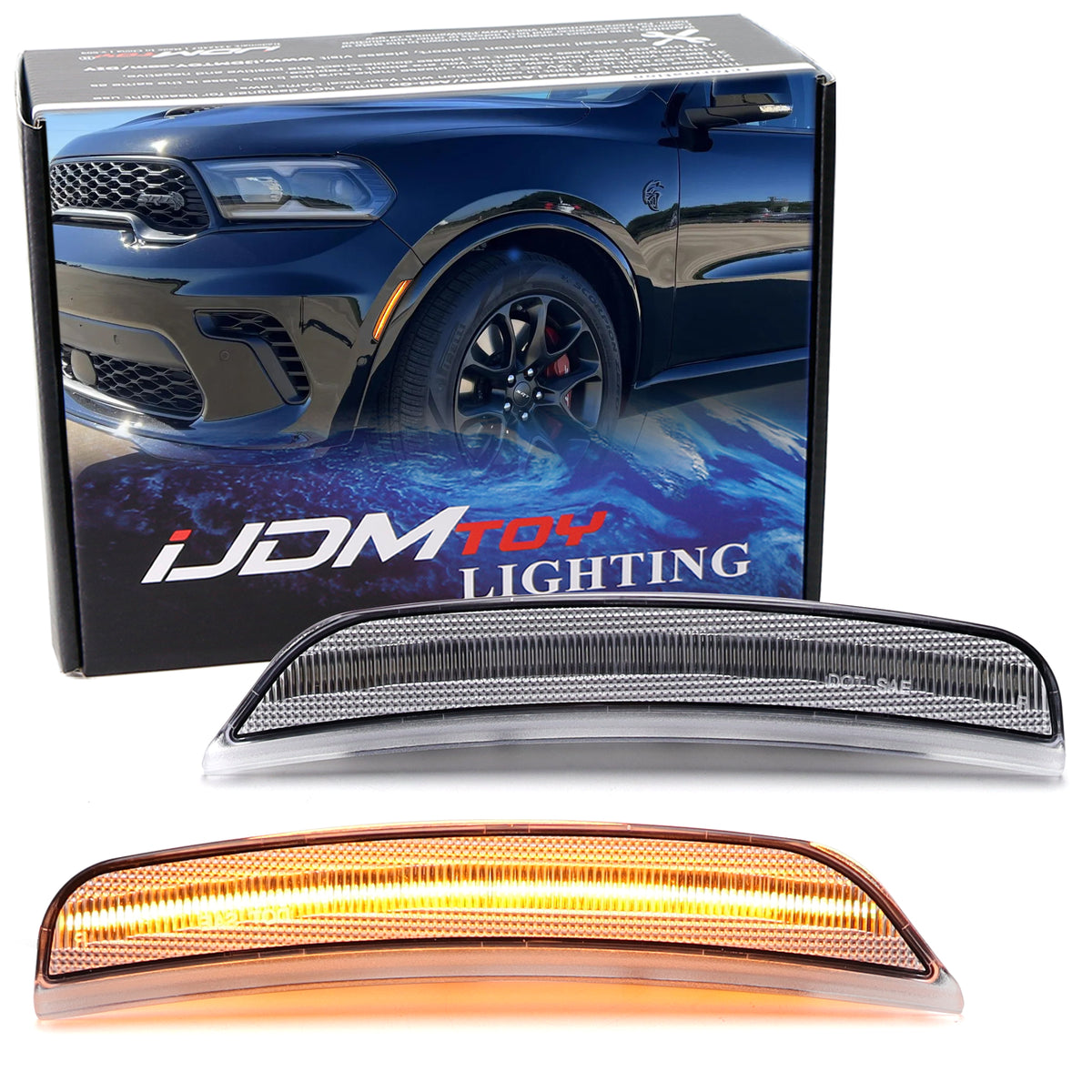 Clear Lens Amber Full LED Front Bumper Side Marker Lights For Dodge 21 ...