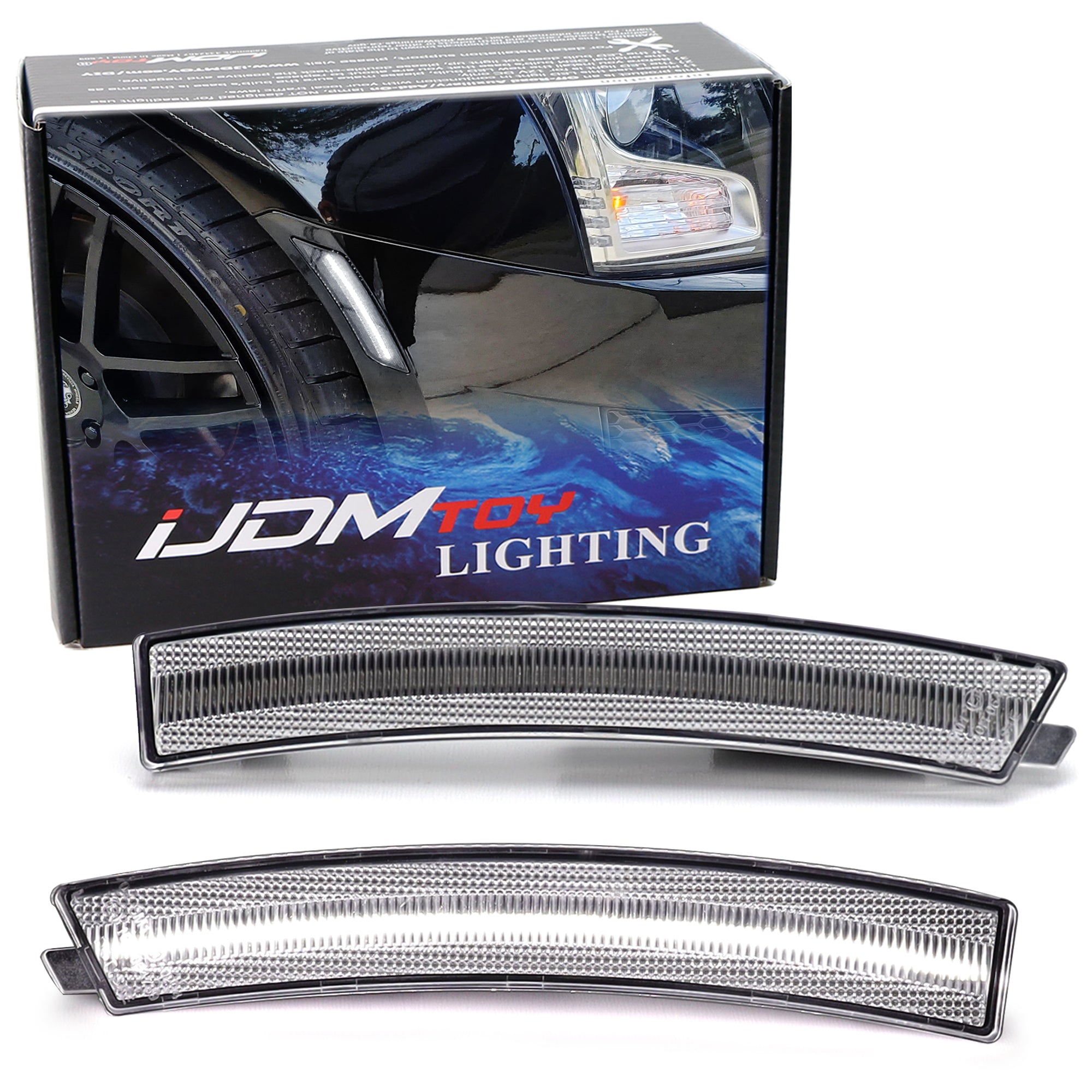 Clear Lens White Full LED Strip Front Bumper Side Markers For Cadillac ...