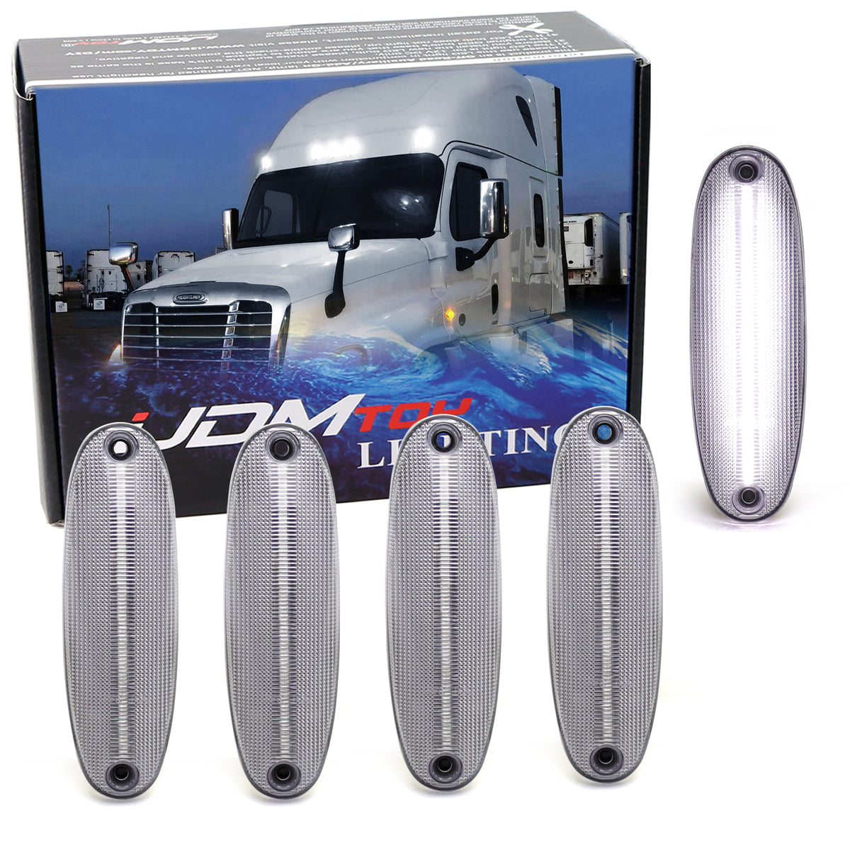 5pc Clear Lens White Full LED Cab Roof Light Kit For 08-14 Freightline ...