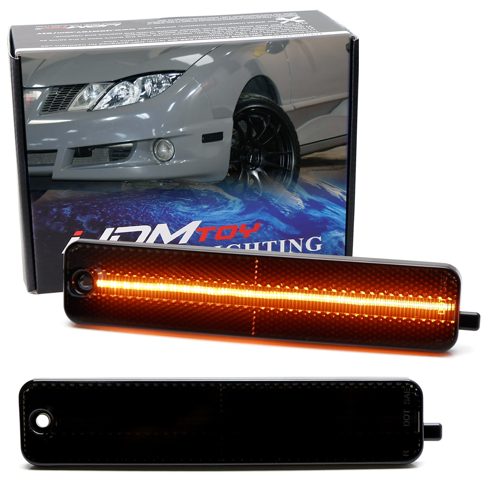 Smoked Lens Amber Full LED Strip Front Side Marker Light Kit For Ponti — iJDMTOY.com