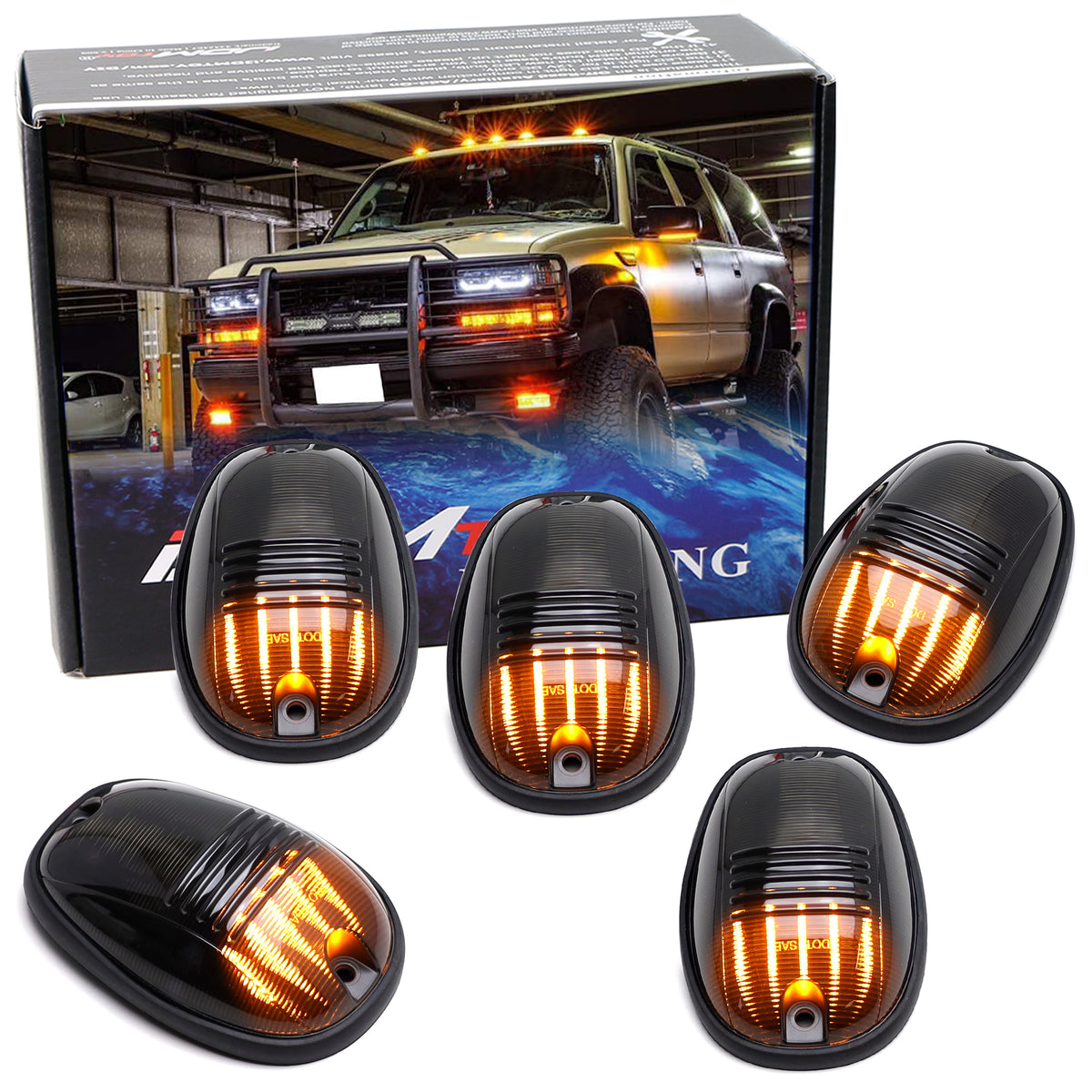 Smoke Lens Amber Full LED Cab Roof Lamps For Chevy/GMC C/K Series 1500 ...