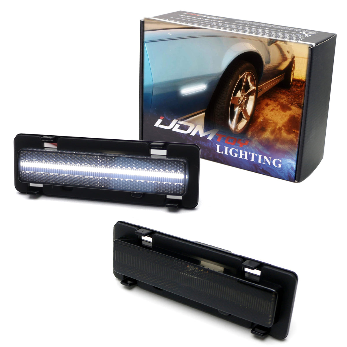Smoked Lens White Full LED Strip Front Side Marker Lights For 82-92 Ch ...