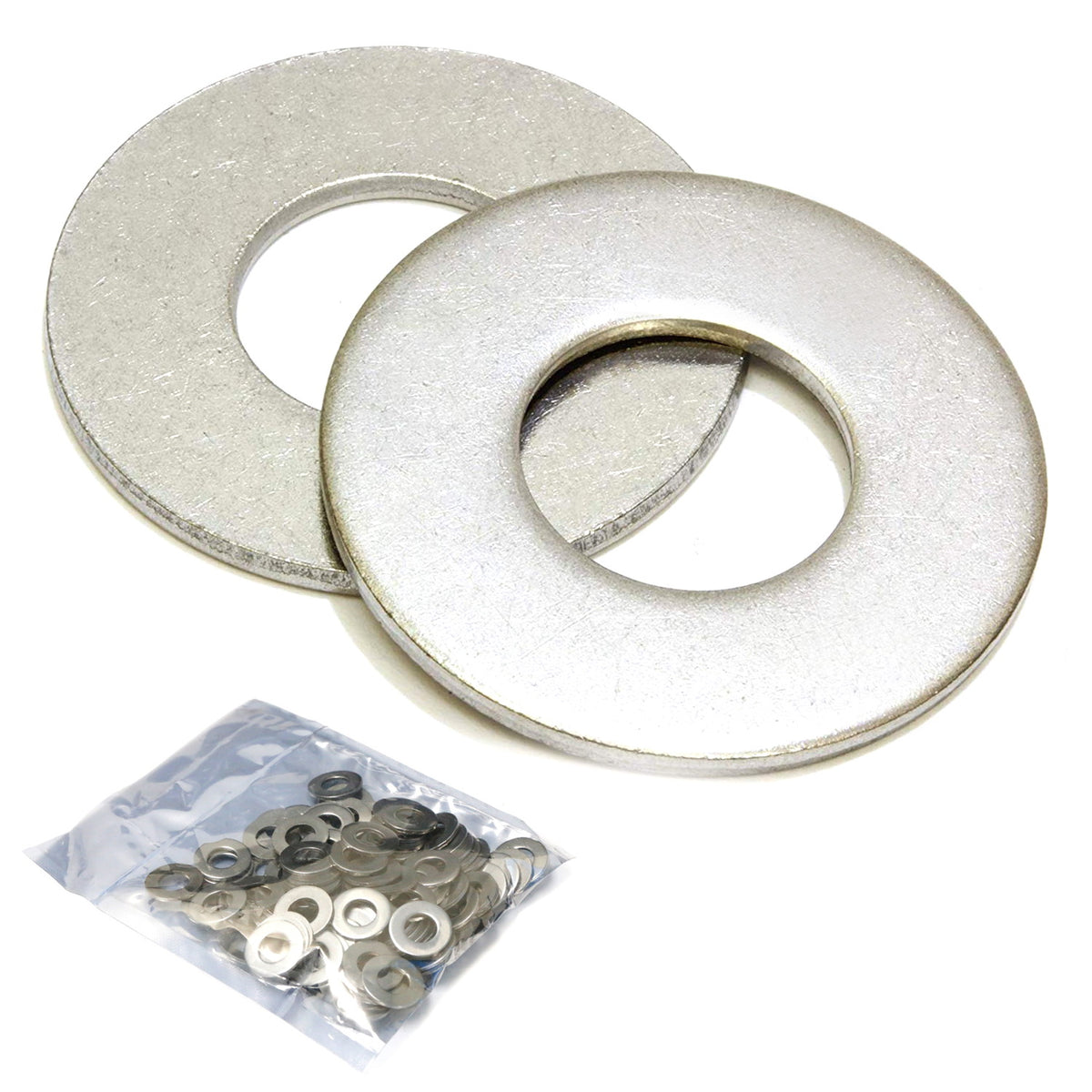 100pc Zinc Plated Finish Steel Flat Washer, ASME B18.22.1, 1/4" Screw ...