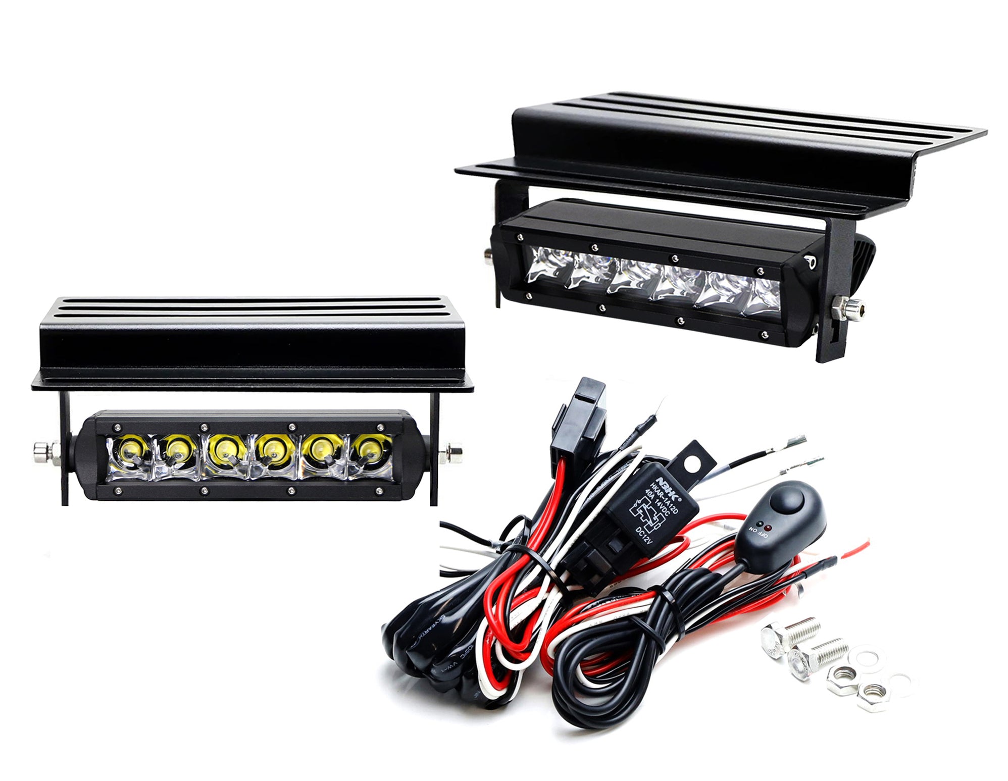 Modular Bumper Mount 6" Mini-SR LED Light Bars w/ Relay Brackets For F ...