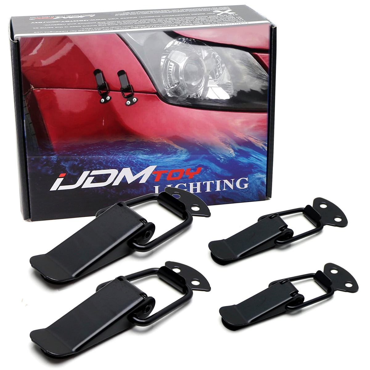 4pc Black Matte Finish Fender Bumper/Hood Quick Release Lock Clip/Hasp ...