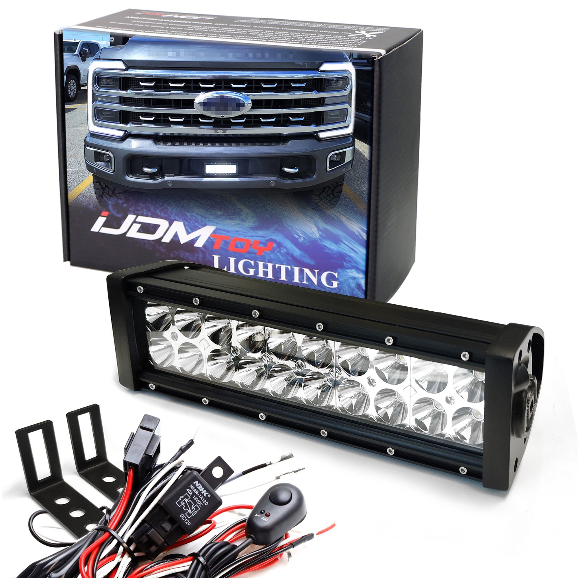 Lower Bumper Opening 12" LED Light Bar Kit w/Brackets, Relay For 22-up ...