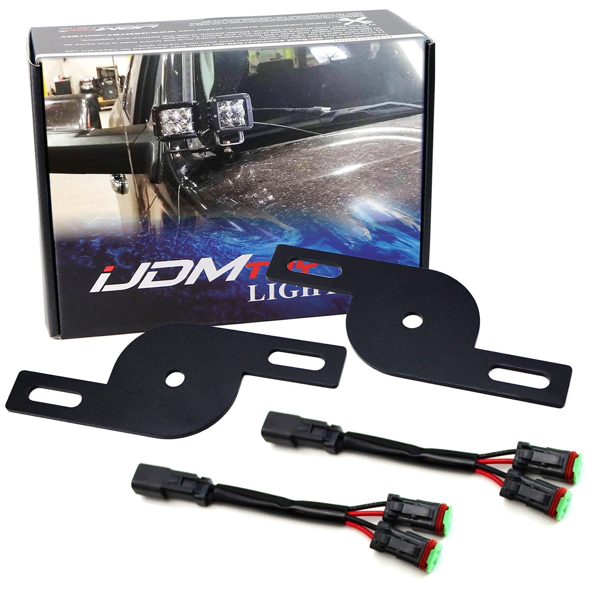 Dual Ditch Light Adapter Brackets + Y-Splitter DTP Connectors For Truc ...