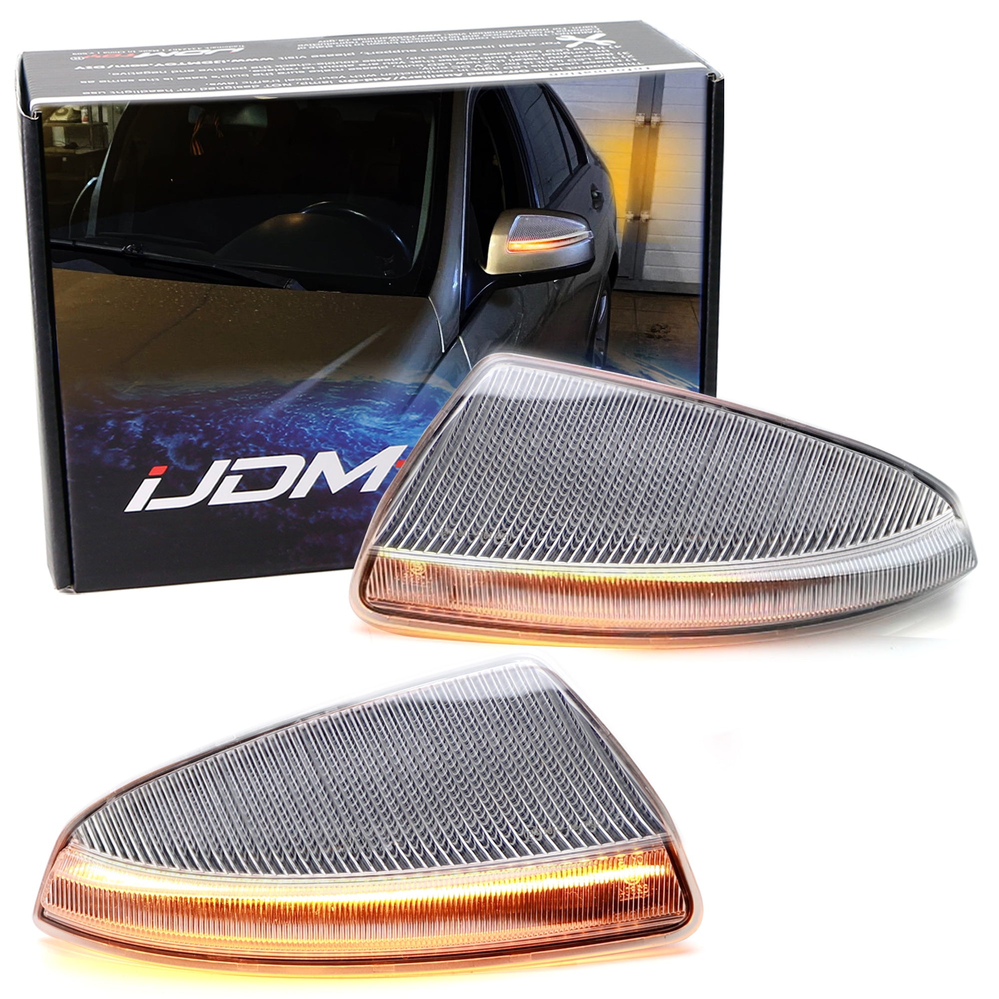 Clear Lens Full LED Sequential Blink Side Mirror Light For Mercedes W2 ...