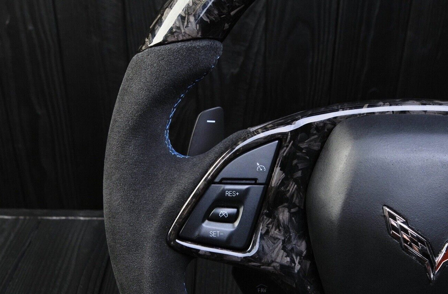 "Forged Carbon"" Large Steering Wheel Paddle Shifters For Chevy Corvet ...