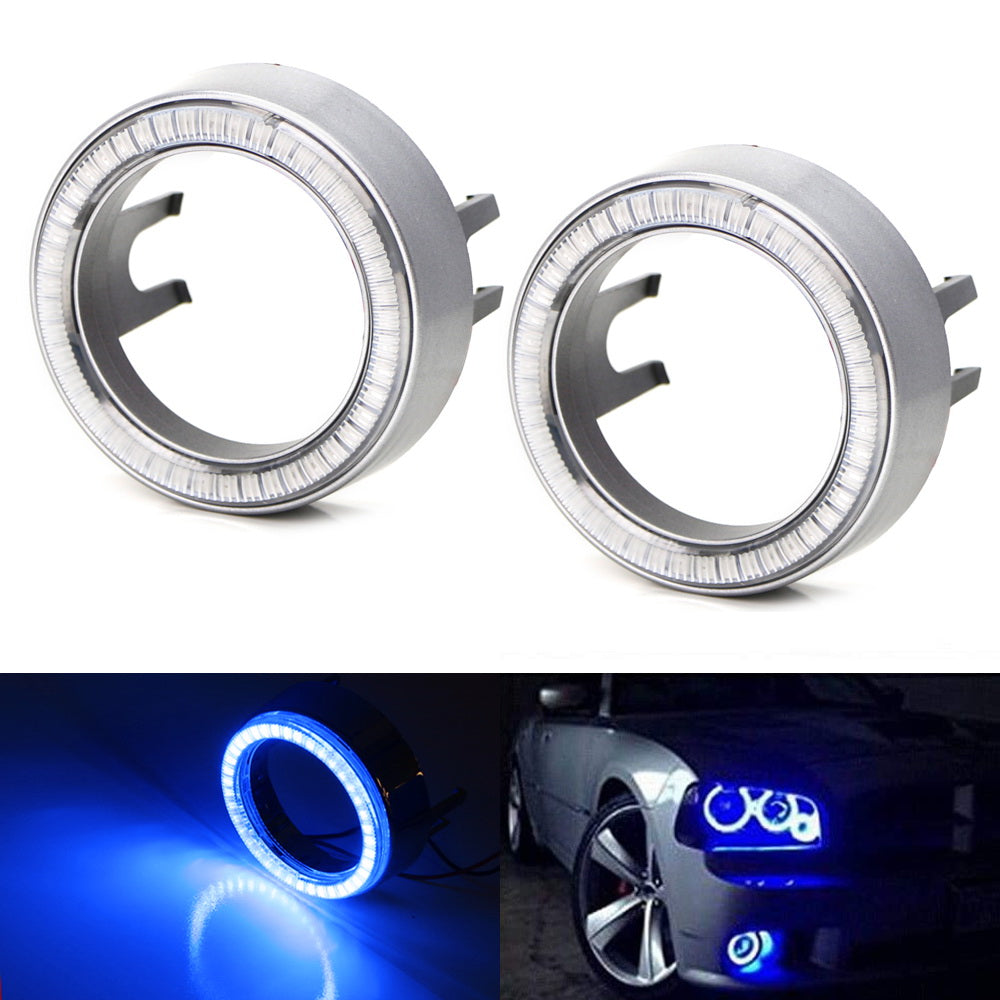 Blue 40-SMD LED Angel Eyes Halo Rings w/ Shroud For Fog Lights Retrofi ...