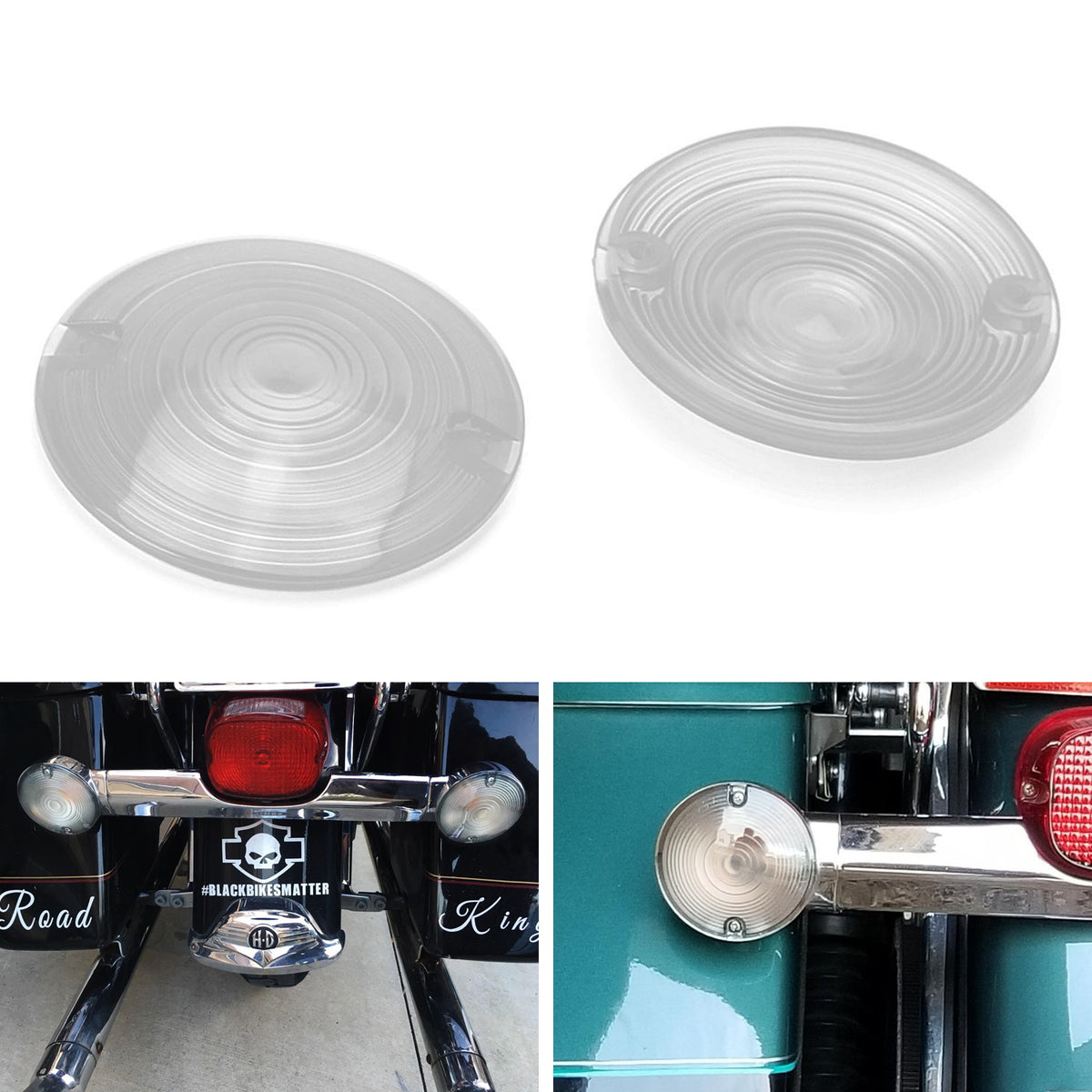 Clear Lens Turn Signal Light Flat Lens Covers For Harley Davidson Moto ...