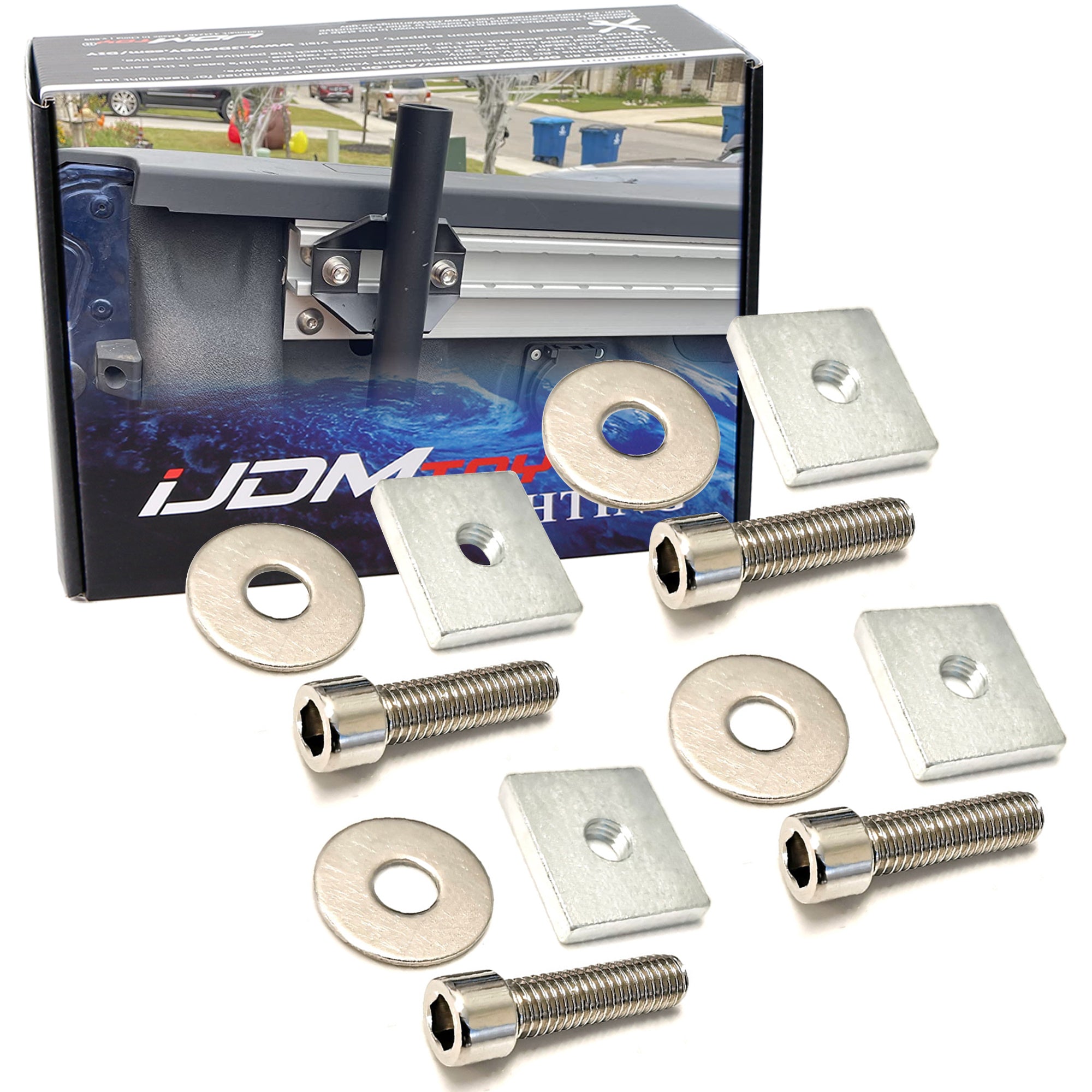 4-Set 1" Wide Pokcet Nuts Truck Bed Sliding Slot Tie-Down Rail Mountin ...