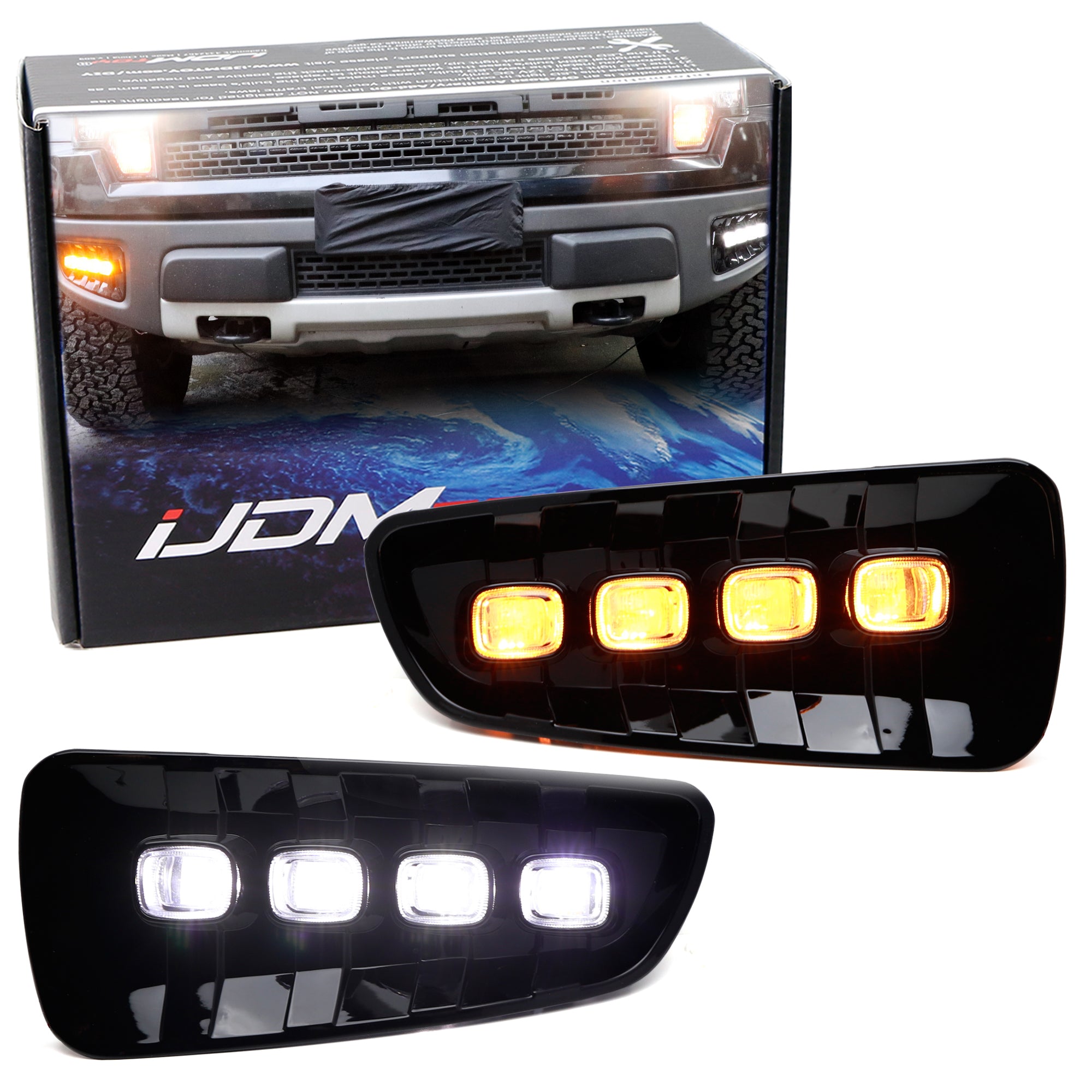 White/Amber Sequential Switchback LED DRL Fog Light Kit For 2010-14 Fo ...