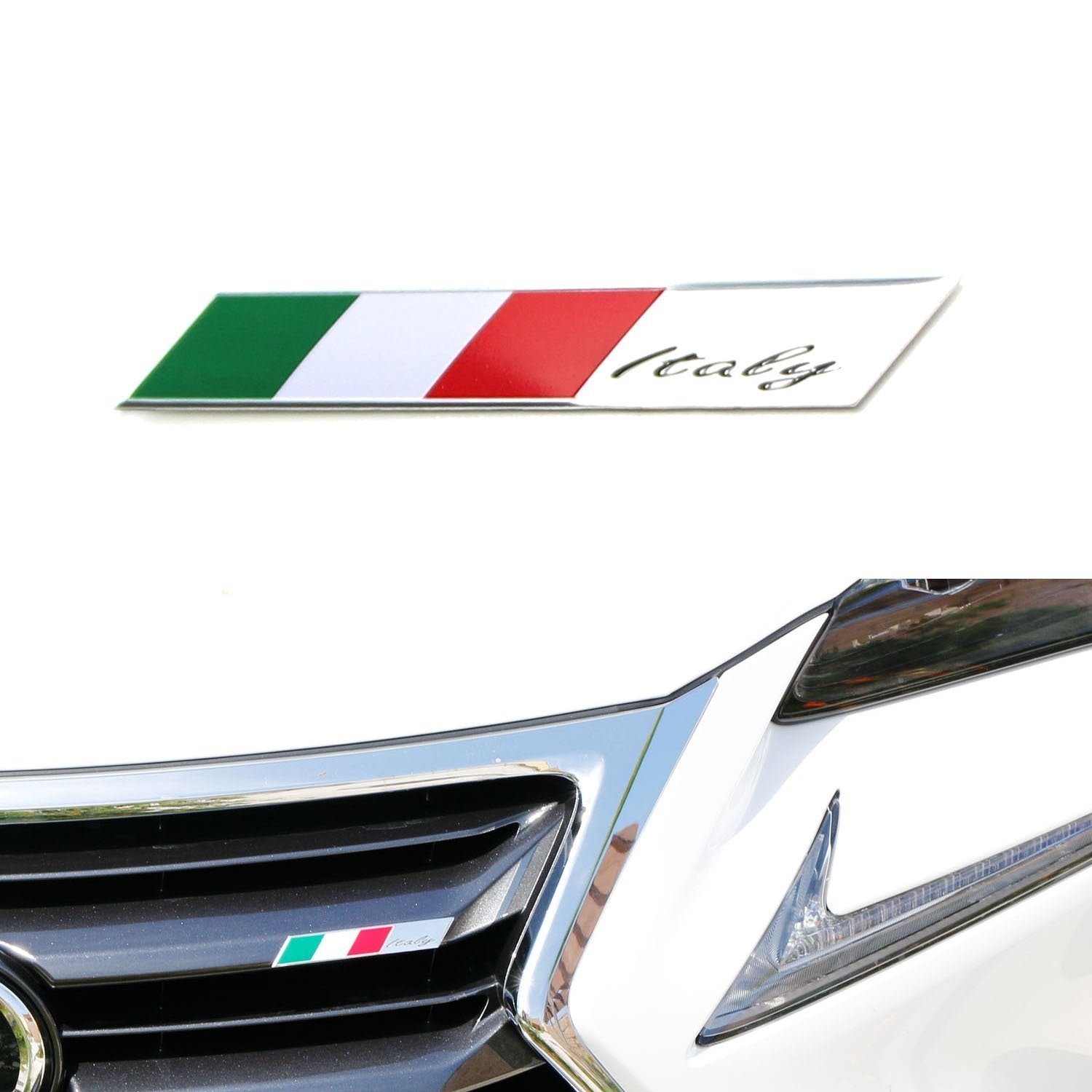 Aluminum Plate Italian Flag Emblem Badge For Car Front Grille Side Fen ...