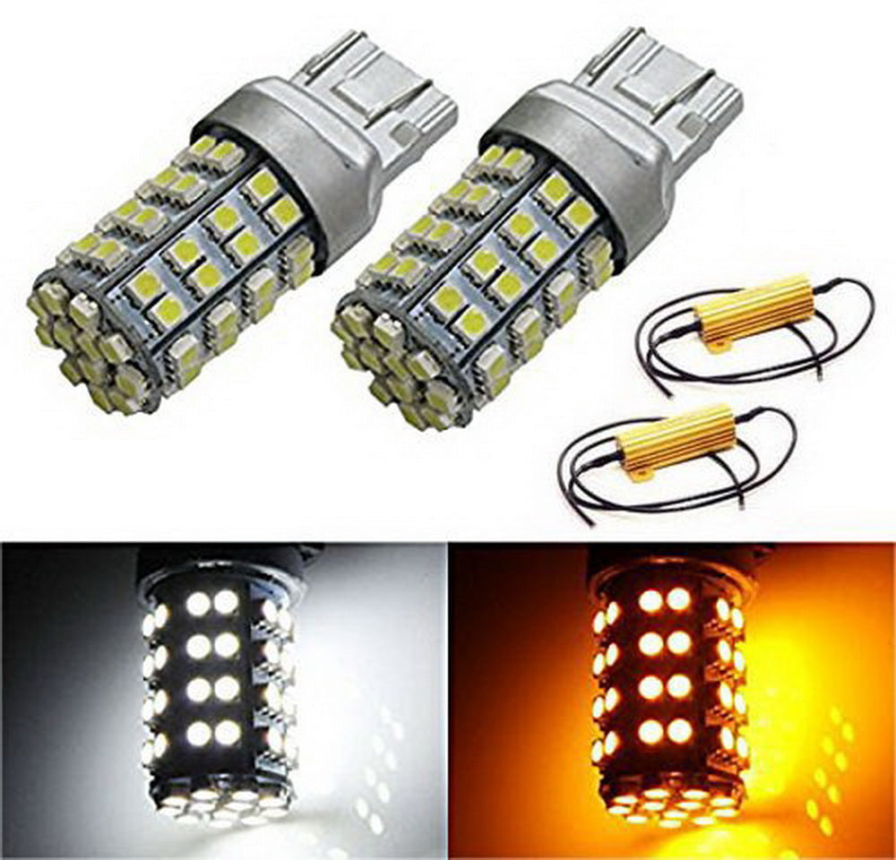 60-SMD 7443 Switchback LED Bulbs (60-SMD White 60-SMD Amber) Free Load ...