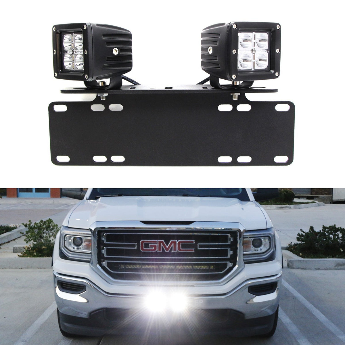 40W CREE LED Pods w/ License Plate Bracket, Wirings For Truck Jeep ATV ...